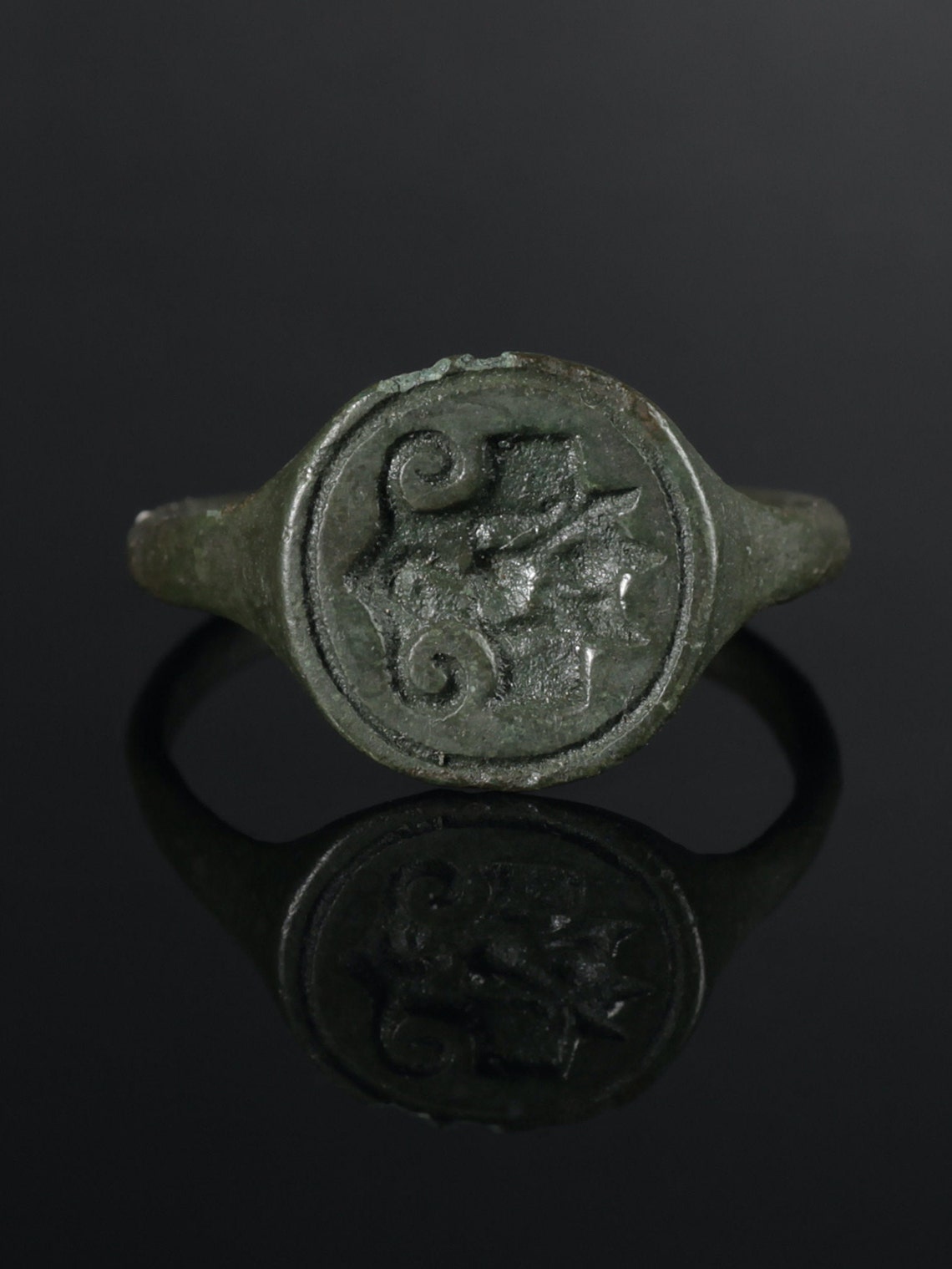 Antique Bronze Signet Ring, Medieval Engraved House Mark - Etsy