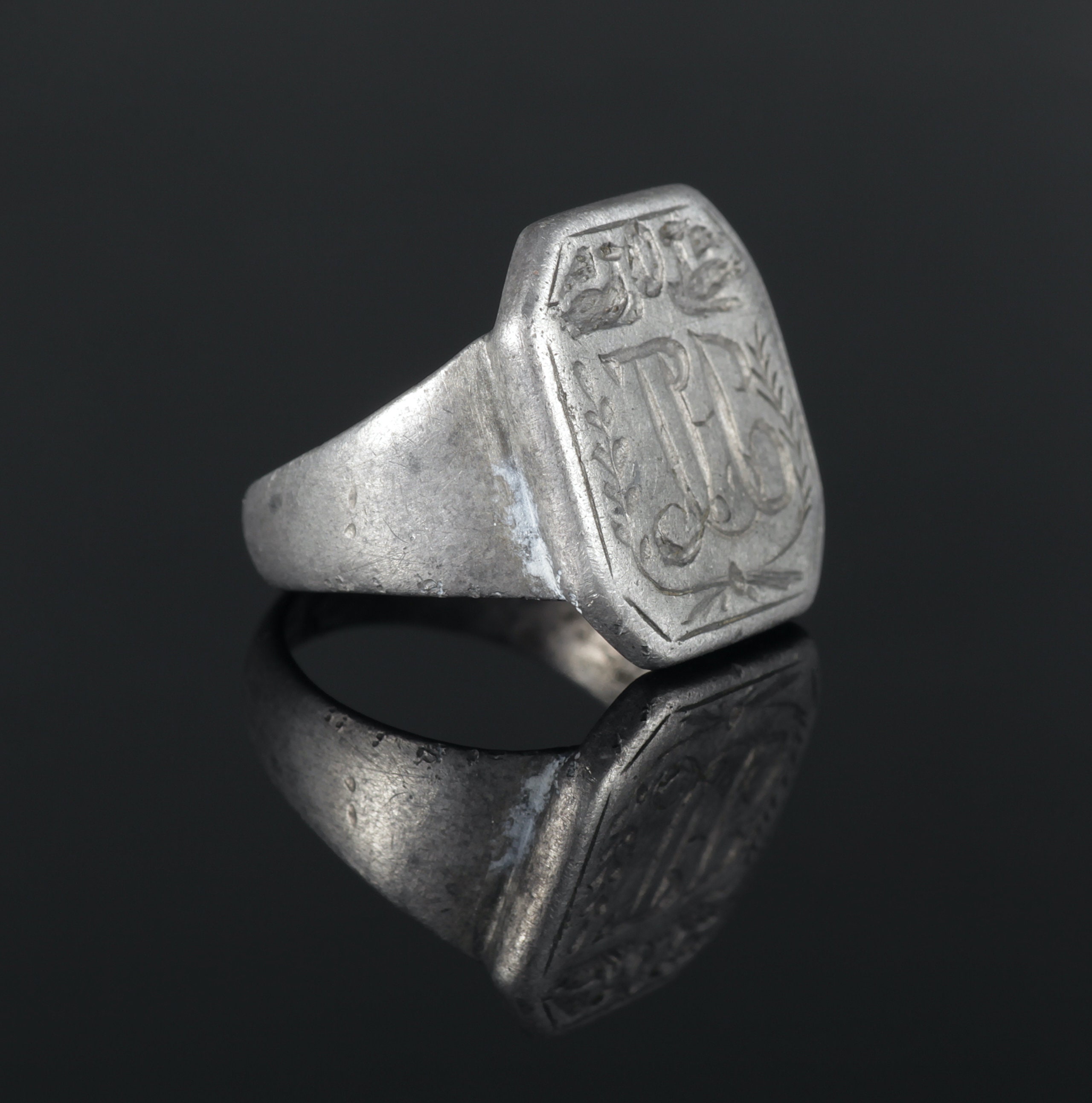 Initial Signet Ring Medieval Silver Artifact Authentic Ancient Ring ...