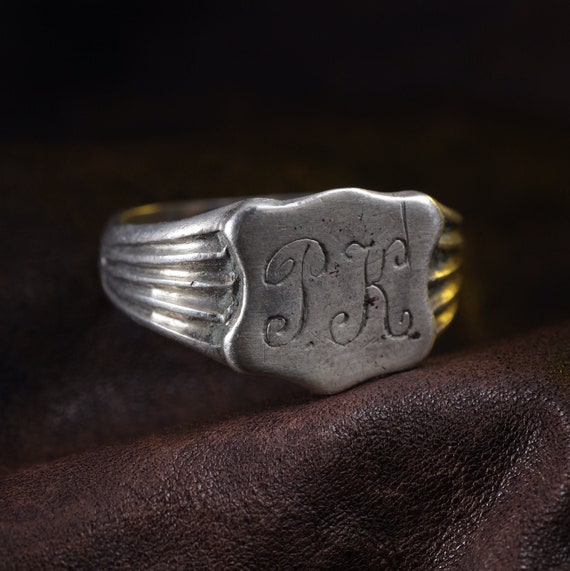 Antique Silver Signet Ring, Medieval Initial Artifact… - Gem