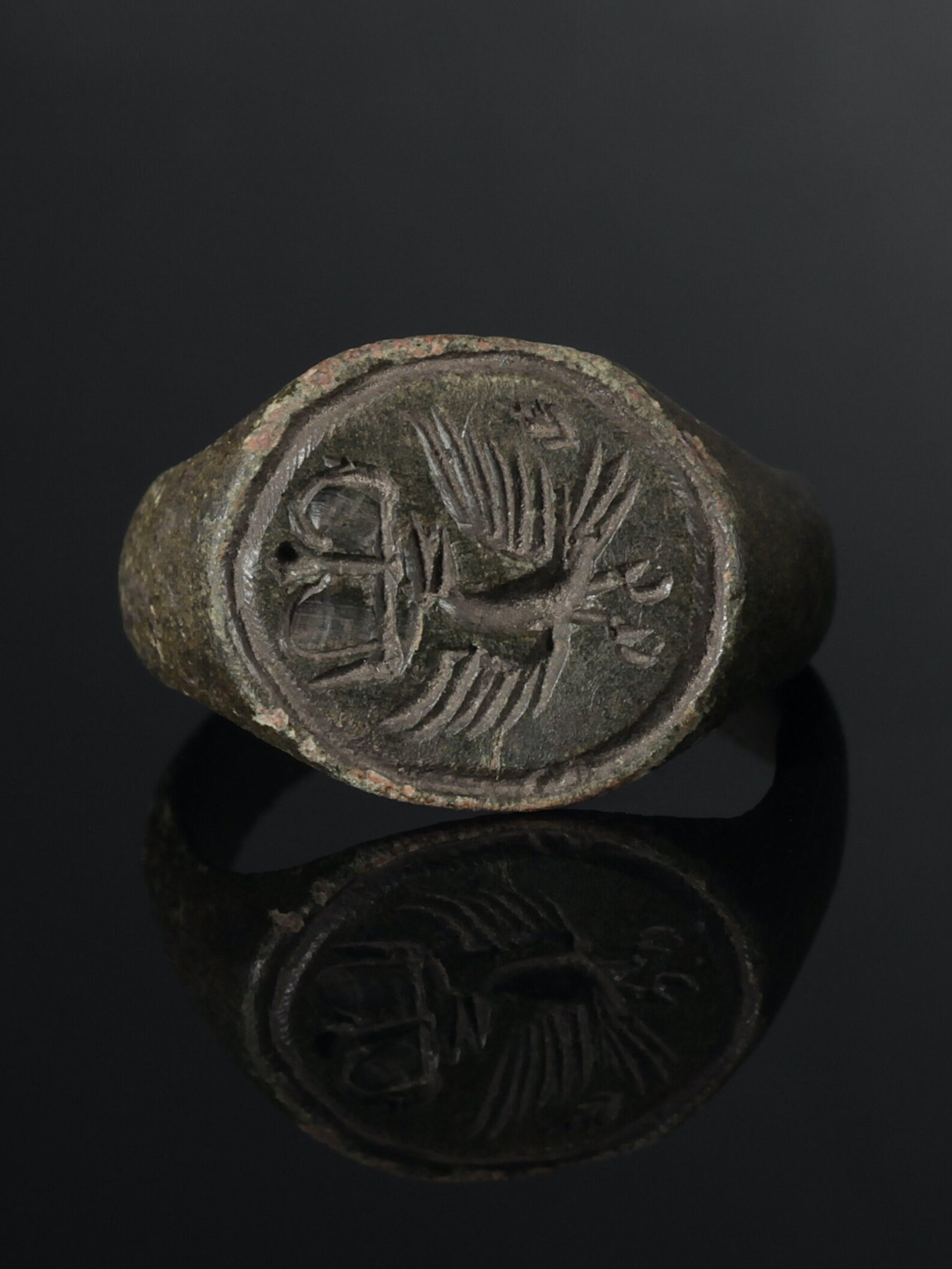 Vintage Bronze Signet Ring Ancient Signet Ring Antique Engraved Rare ...
