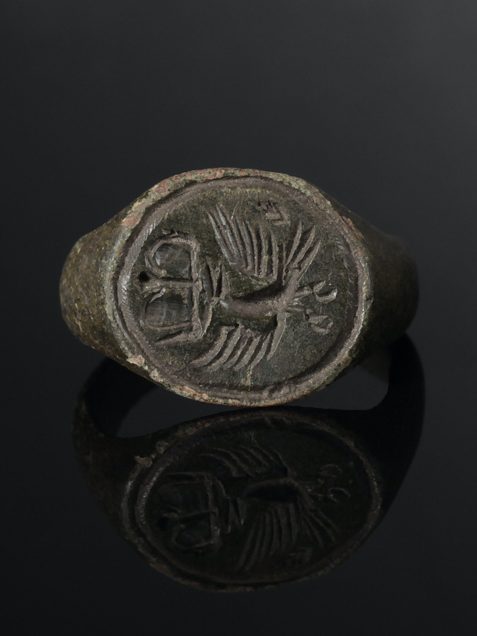 Vintage Bronze Signet Ring Ancient Signet Ring Antique Engraved Rare ...