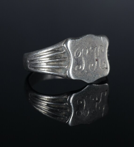 Antique Silver Signet Ring, Medieval Initial Artifact… - Gem
