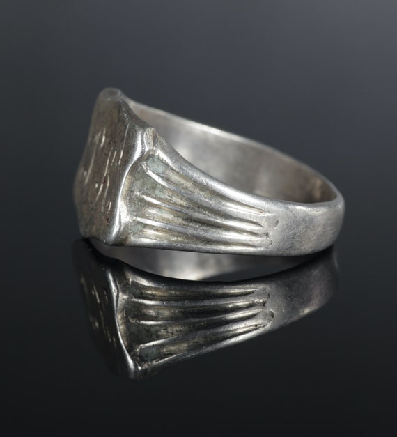 Antique Silver Signet Ring, Medieval Initial Artifact… - Gem