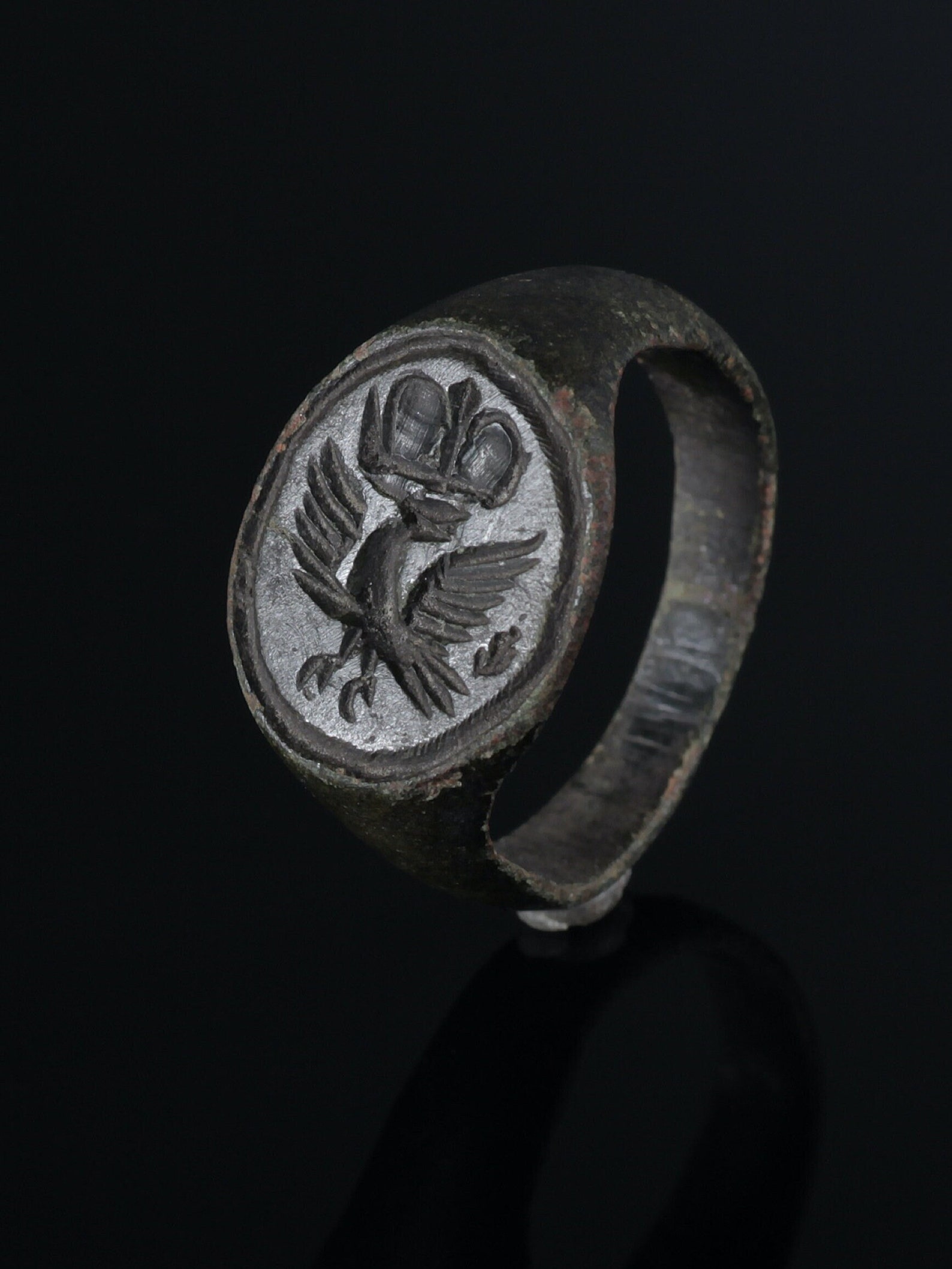 Vintage Bronze Signet Ring Ancient Signet Ring Antique Engraved Rare ...