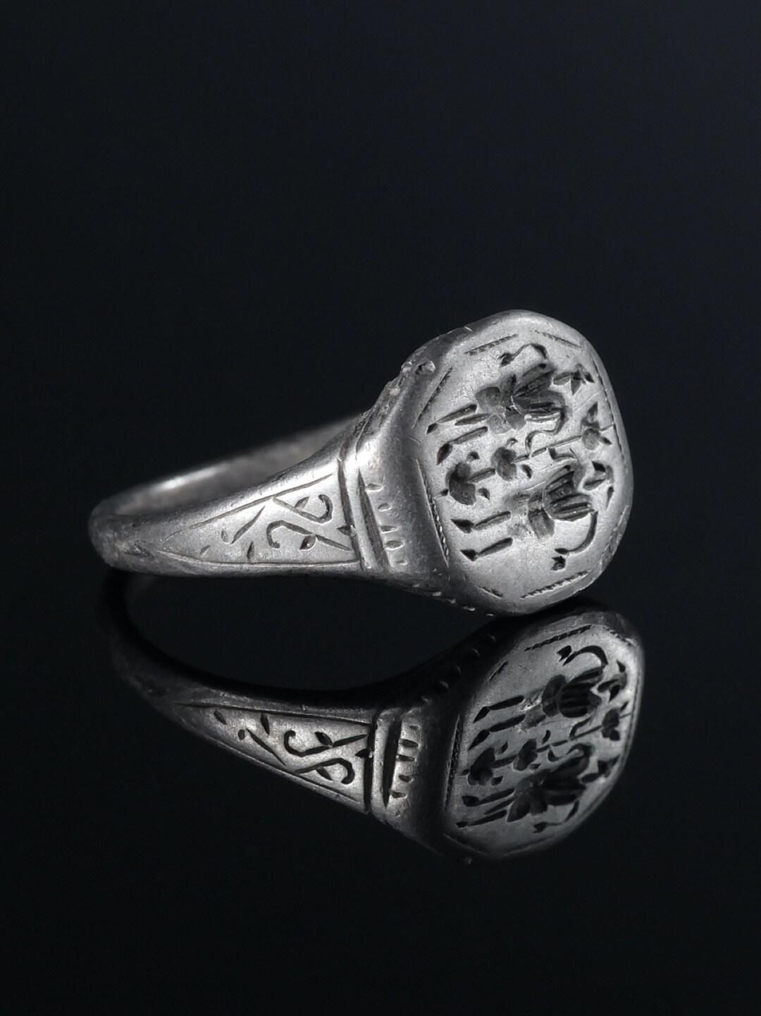 Adam and Eve at the Paradise Tree Ancient Signet Ring Antique Silver ...