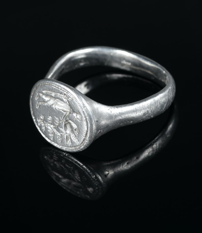 Engraved Silver Signet Ring: Authentic Medieval Artifact - Etsy