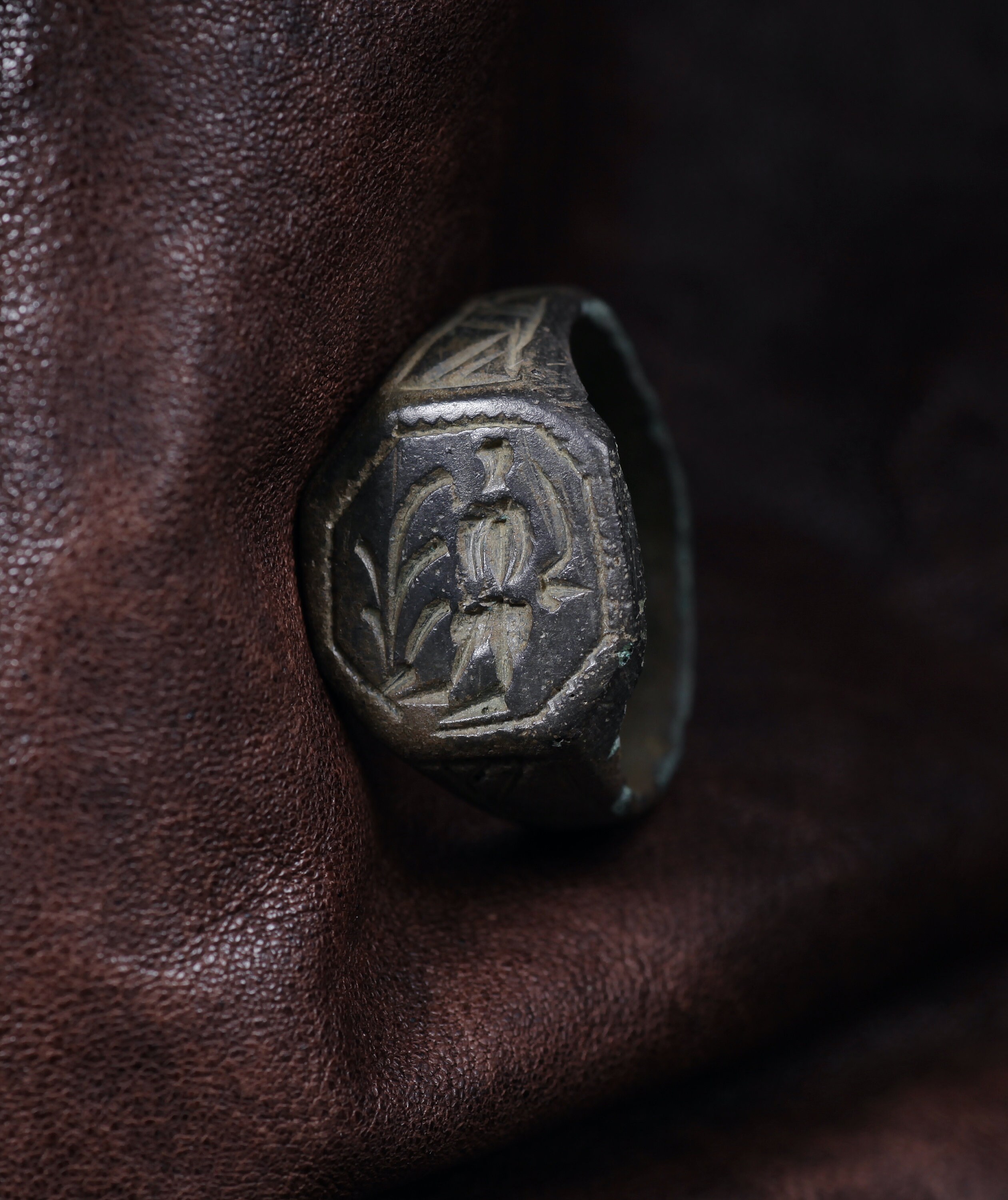 Engraved Original Ancient Ring. Warrior With A Sprout. Medieval Man ...