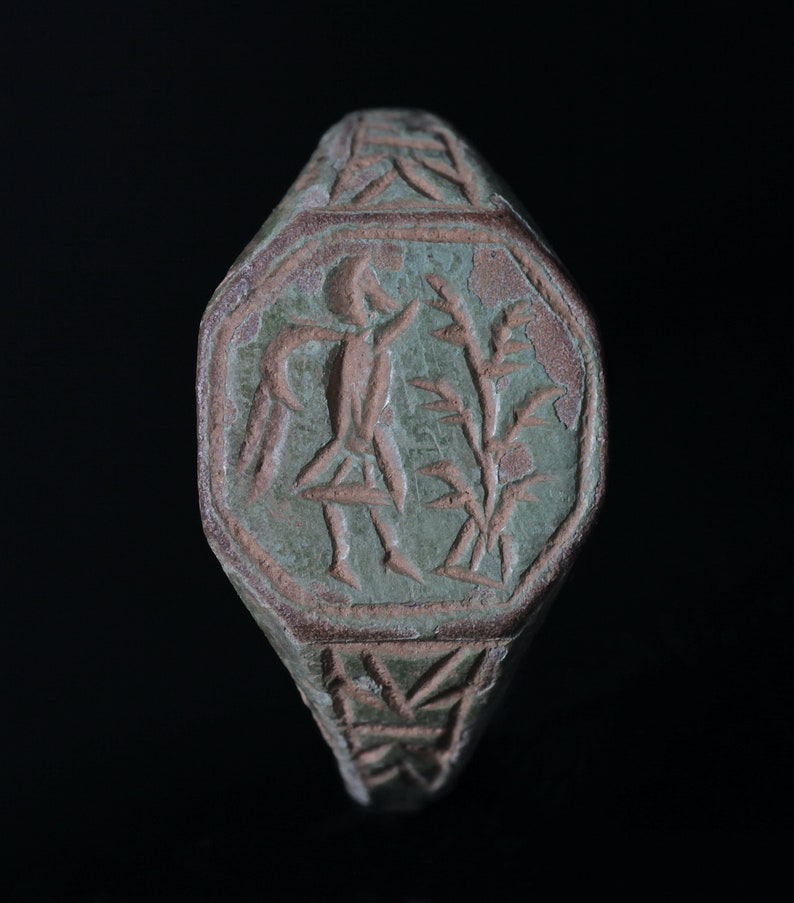 Warrior With A Sprout. Engraved Original Ancient Ring. Medieval Man ...