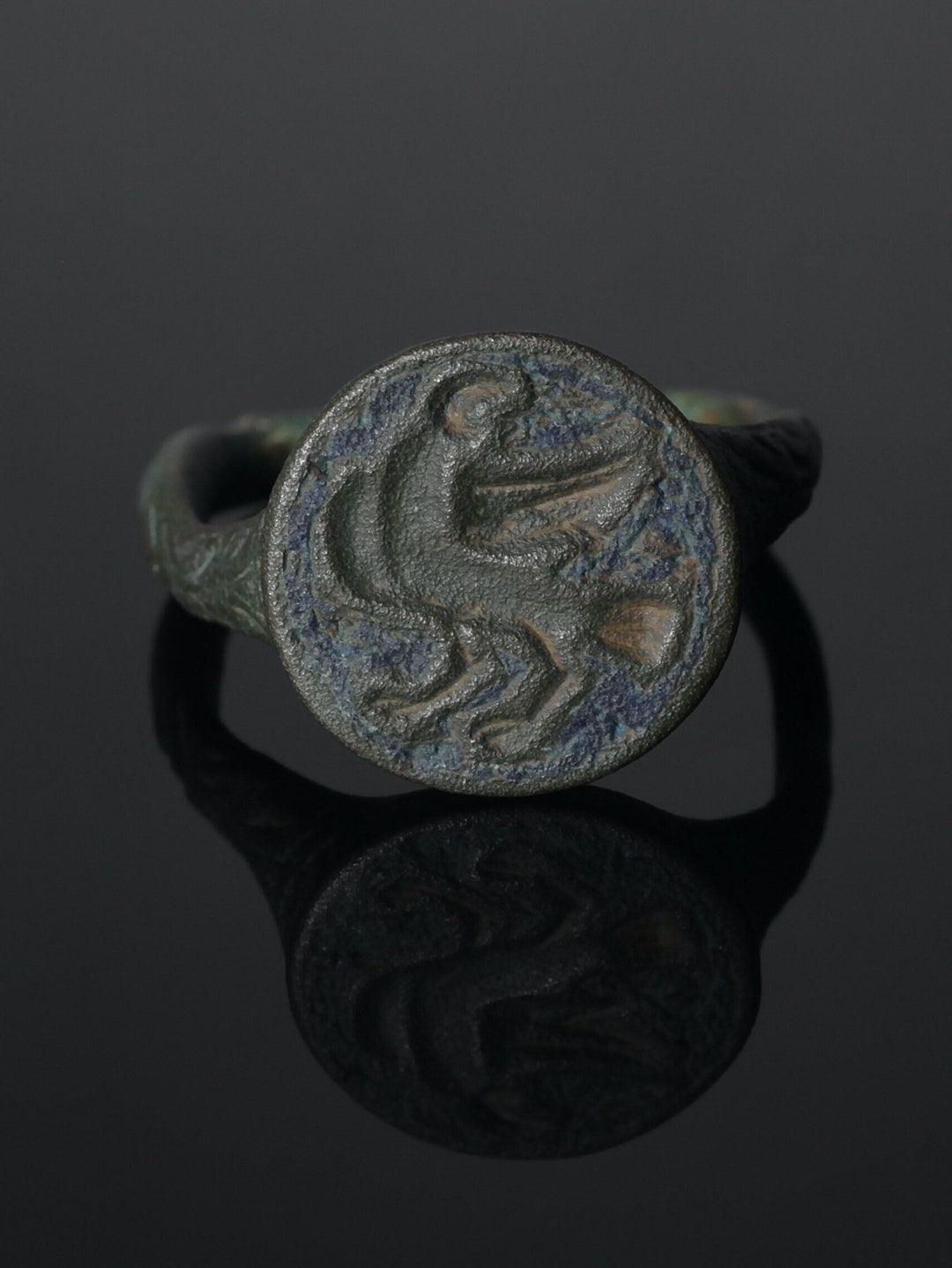 Bronze Ring Genuine Medieval Bird Ring Ancient Engraved Signet Ring ...