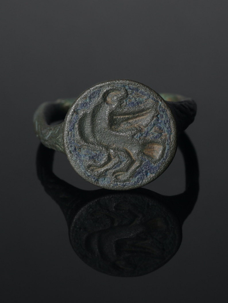 Bronze Ring Genuine Medieval Bird Ring Ancient Engraved Signet Ring ...