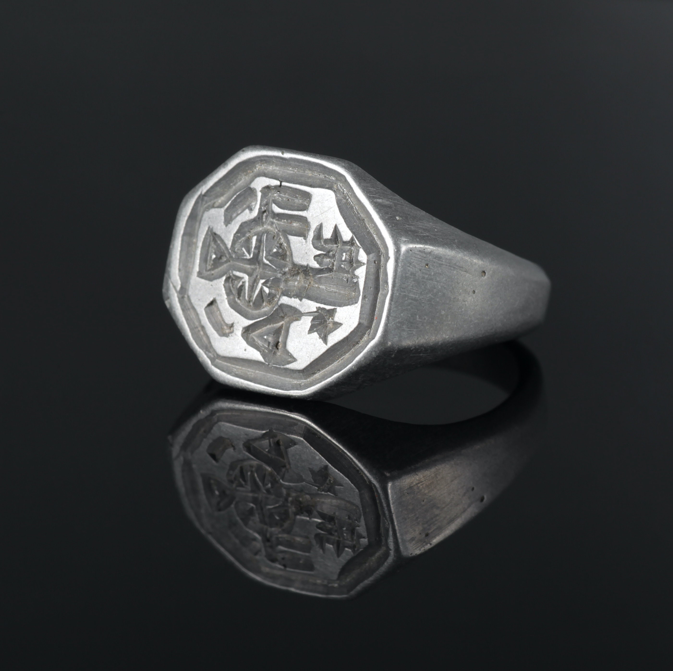 Signet Ring of A Trader With Key and Initials Antique Tin - Etsy