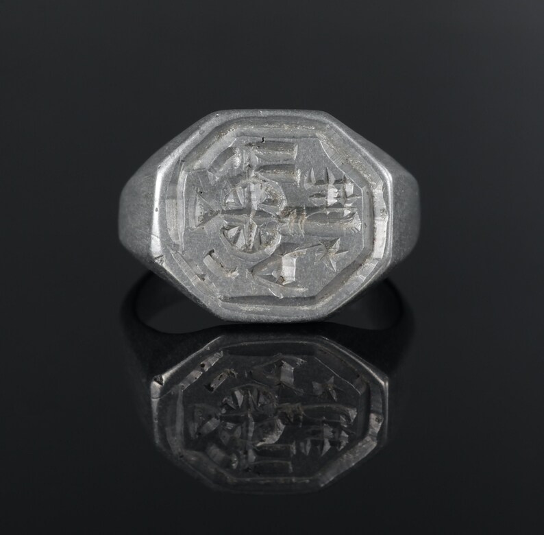 Signet Ring of A Trader With Key and Initials Antique Tin - Etsy