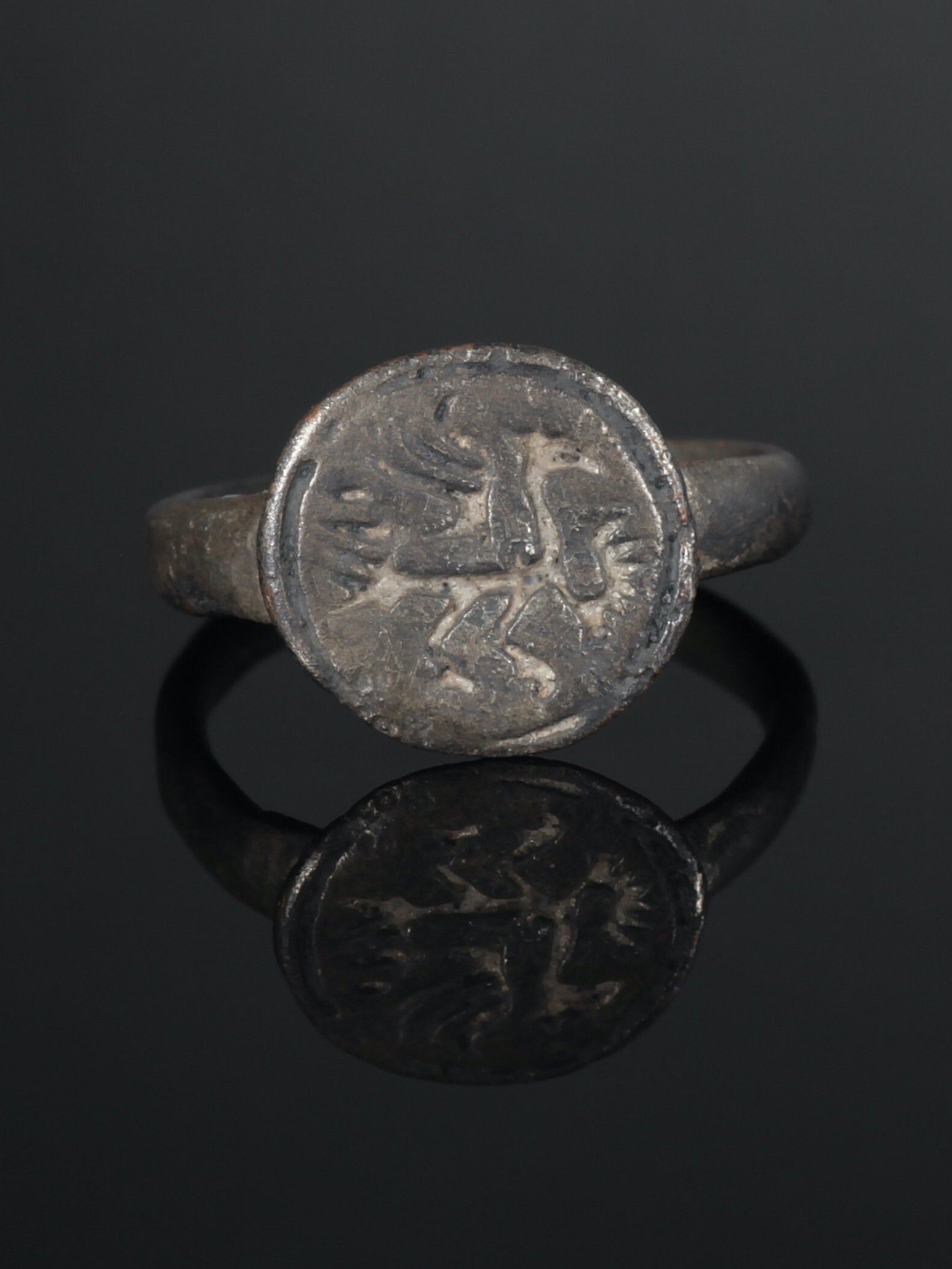 Medieval Bronze Signet Ring: Engraved Warrior Bird, Ancient Artifact - Etsy