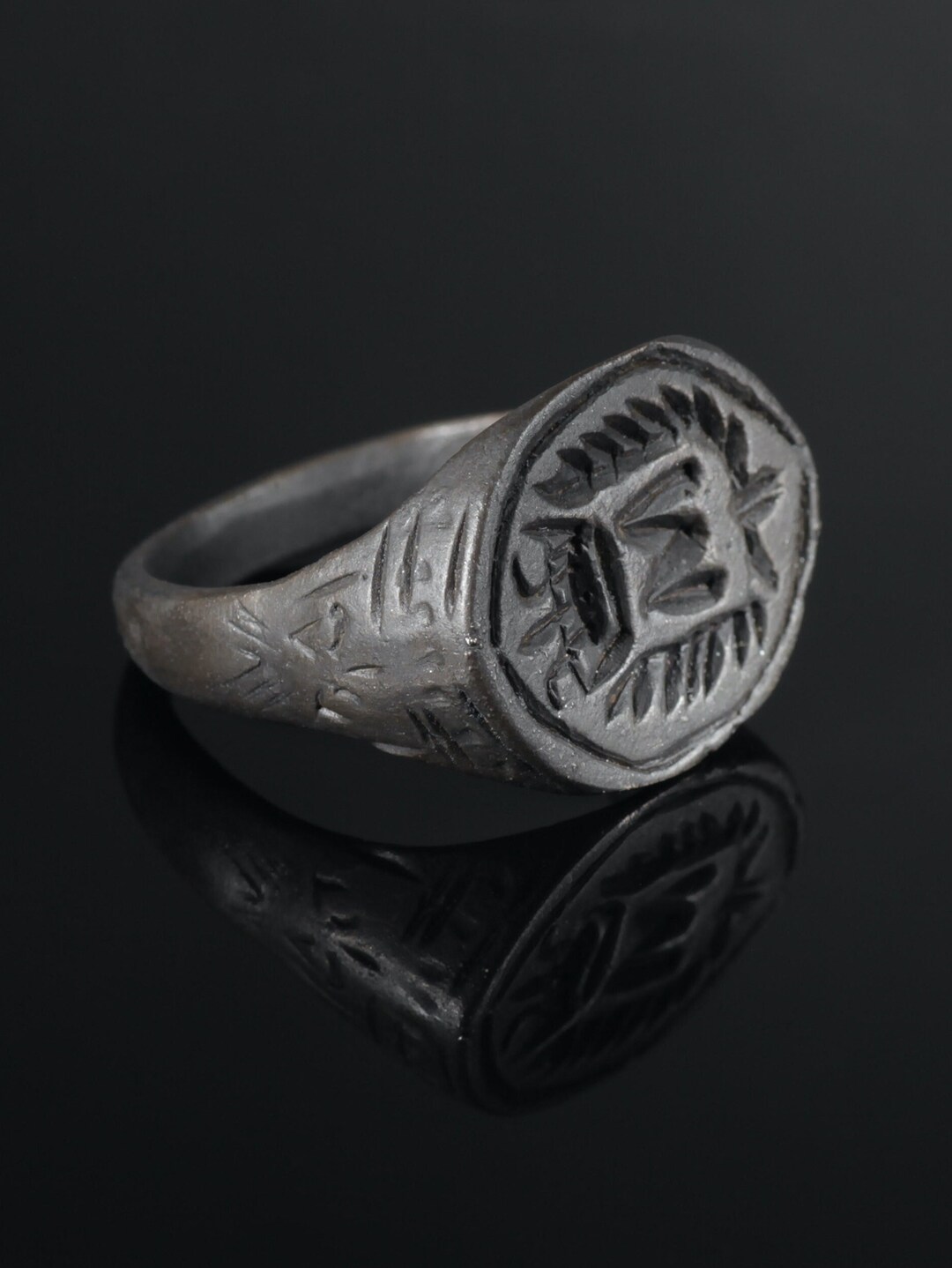 Family Coat of Arms Signet Ring Medieval Jewelry Tin Bronze Antique ...