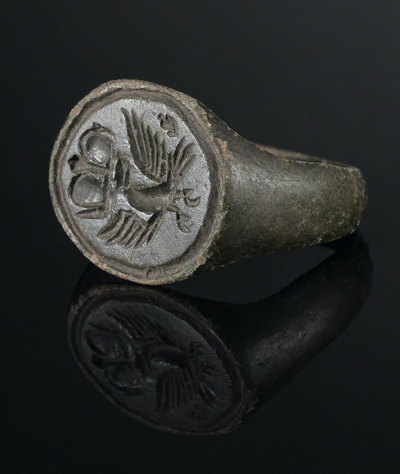 Vintage Bronze Signet Ring Ancient Signet Ring Antique Engraved Rare ...