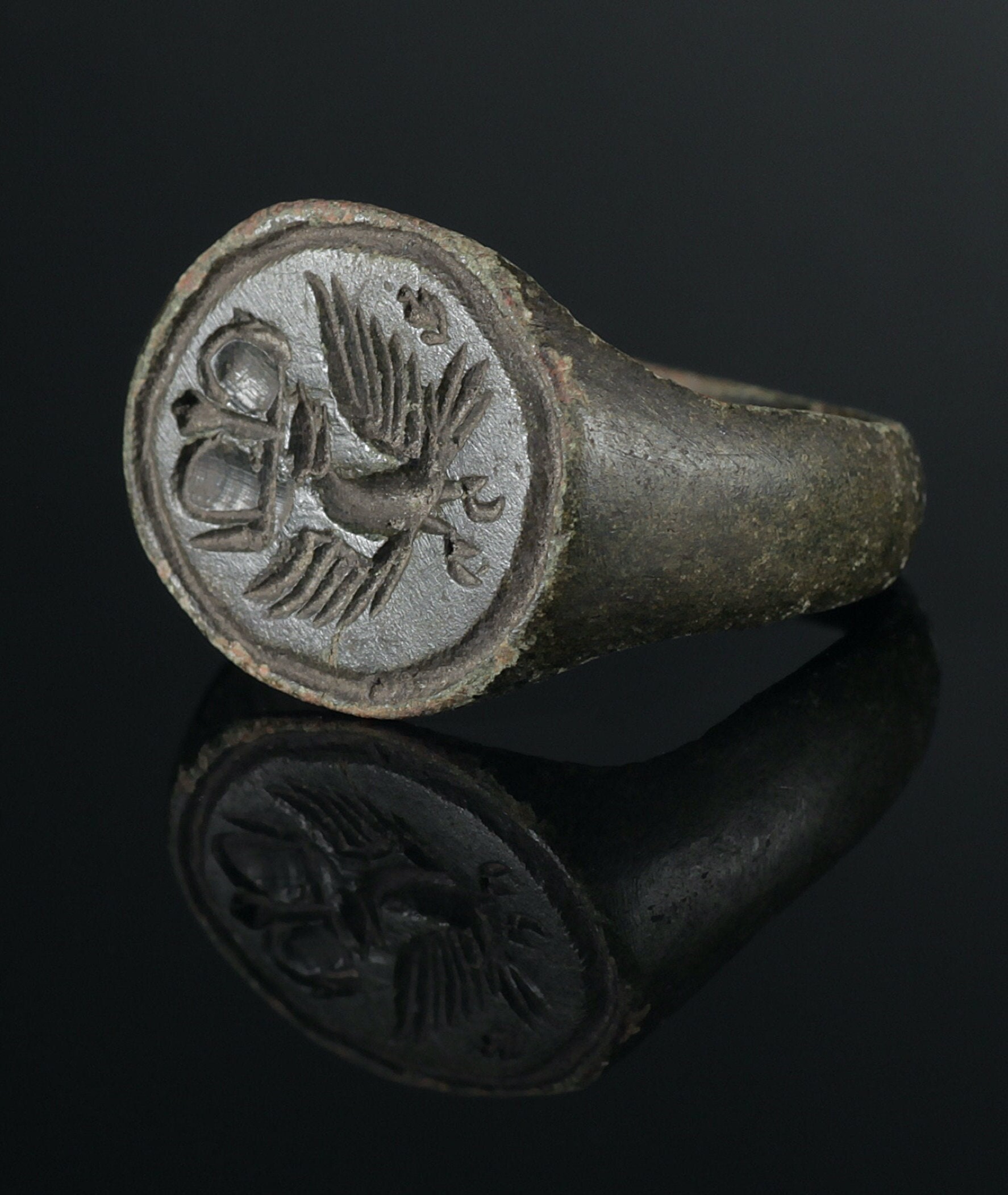 Vintage Bronze Signet Ring Ancient Signet Ring Antique Engraved Rare ...