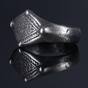 Early Islamic Rhombus-shaped Ring With Floral Ornament Genuine Medieval ...