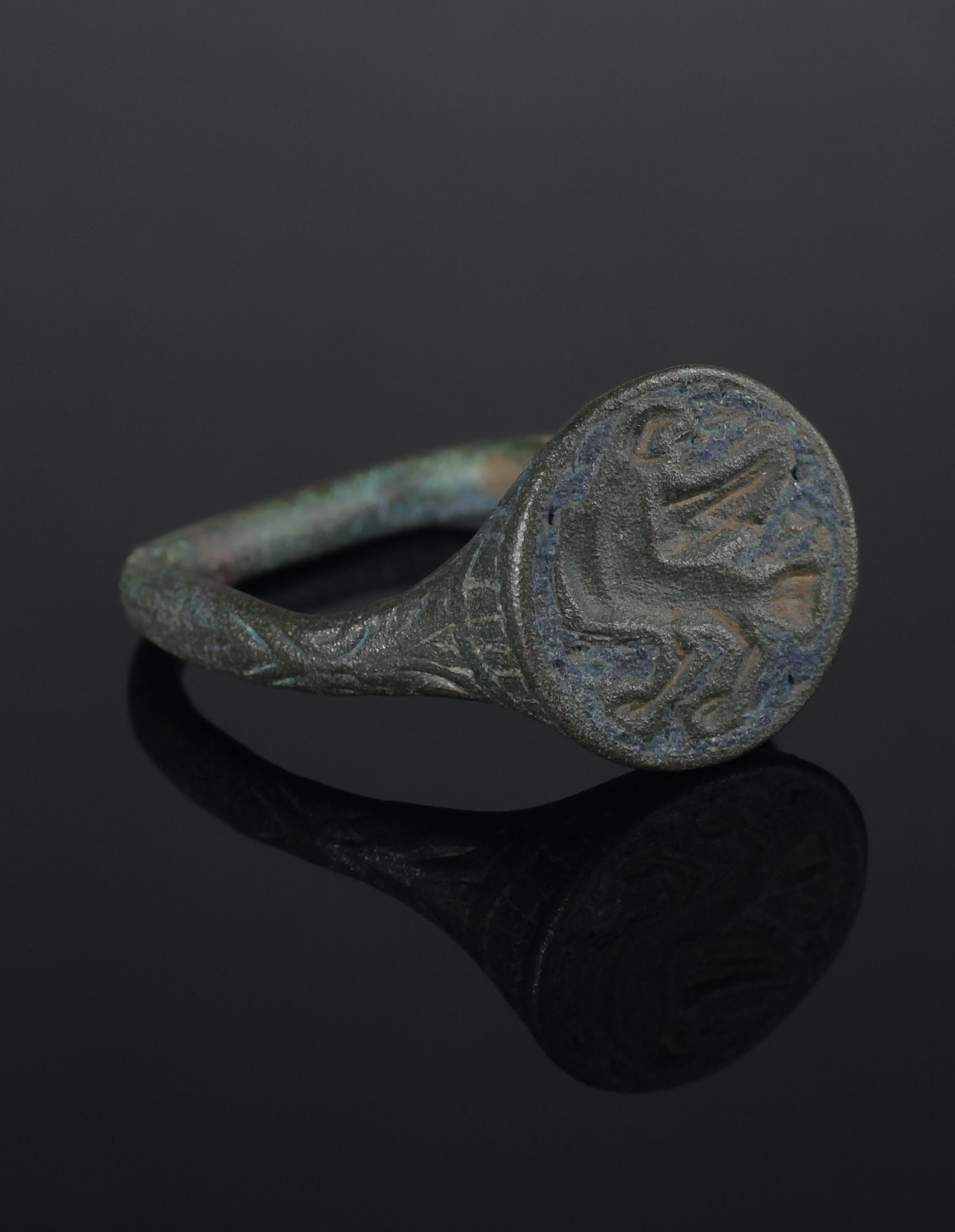 Bronze Ring Genuine Medieval Bird Ring Ancient Engraved Signet Ring ...