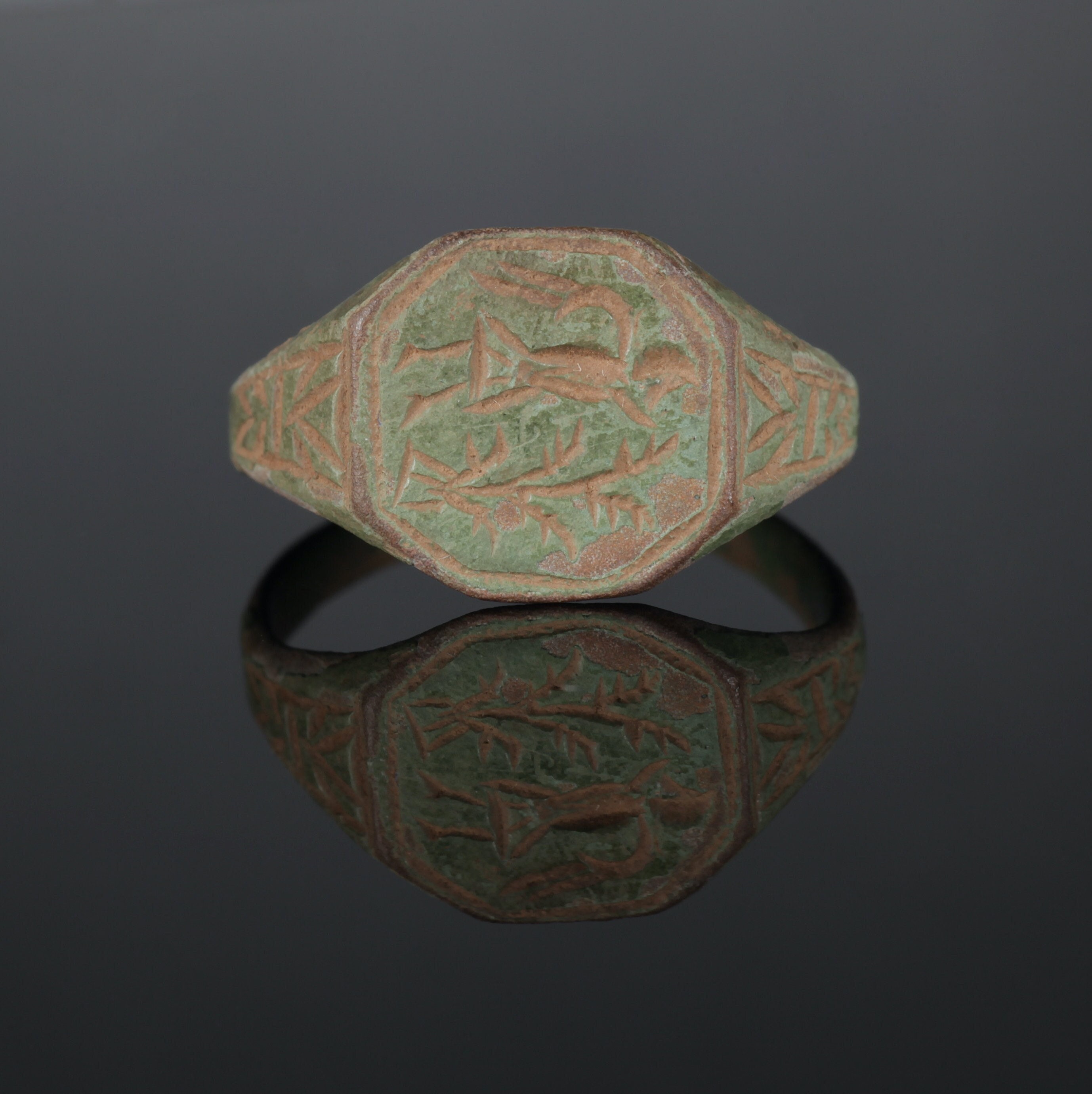 Warrior With A Sprout. Engraved Original Ancient Ring. Medieval Man ...