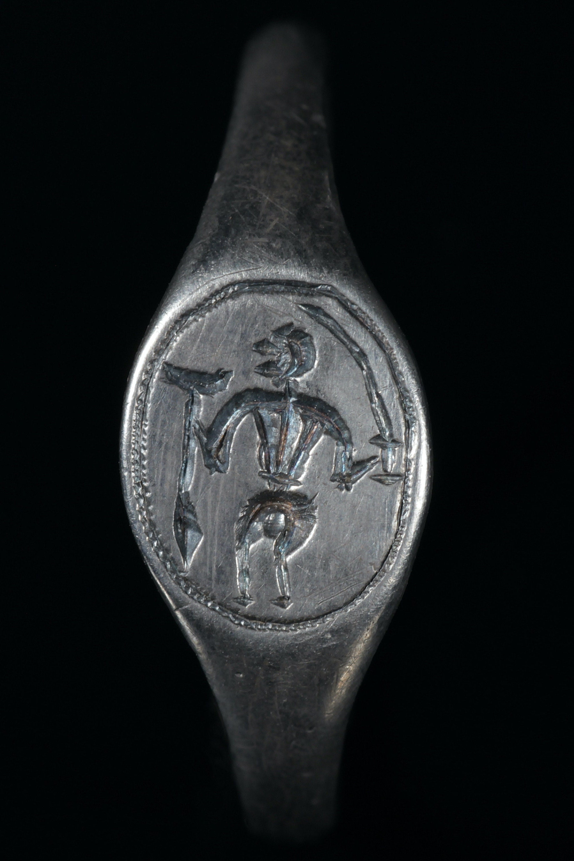 Medieval Silver Signet Ring | Warrior With Spear, Authentic Artifact - Etsy