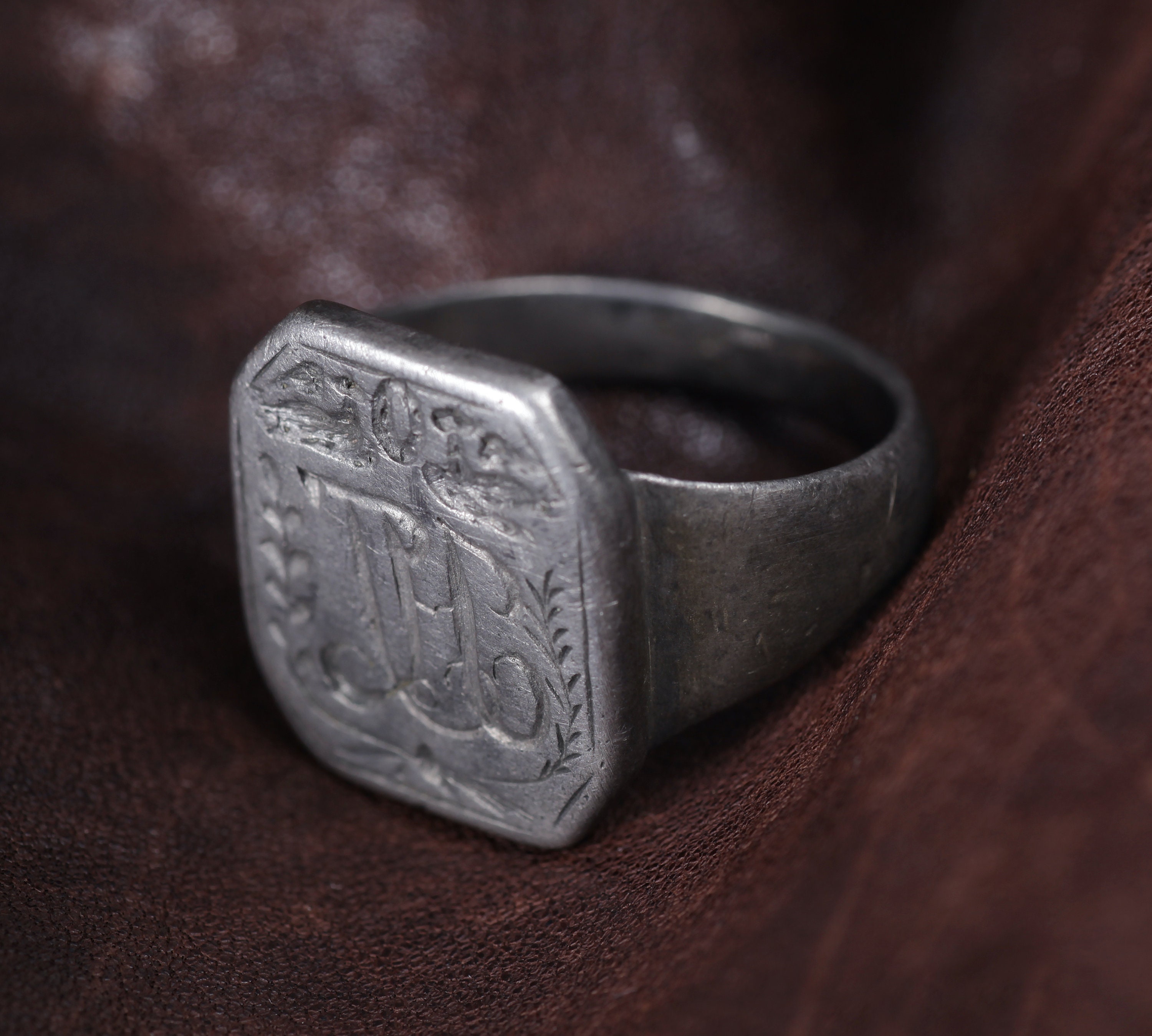 Initial Signet Ring Medieval Silver Artifact Authentic Ancient Ring ...