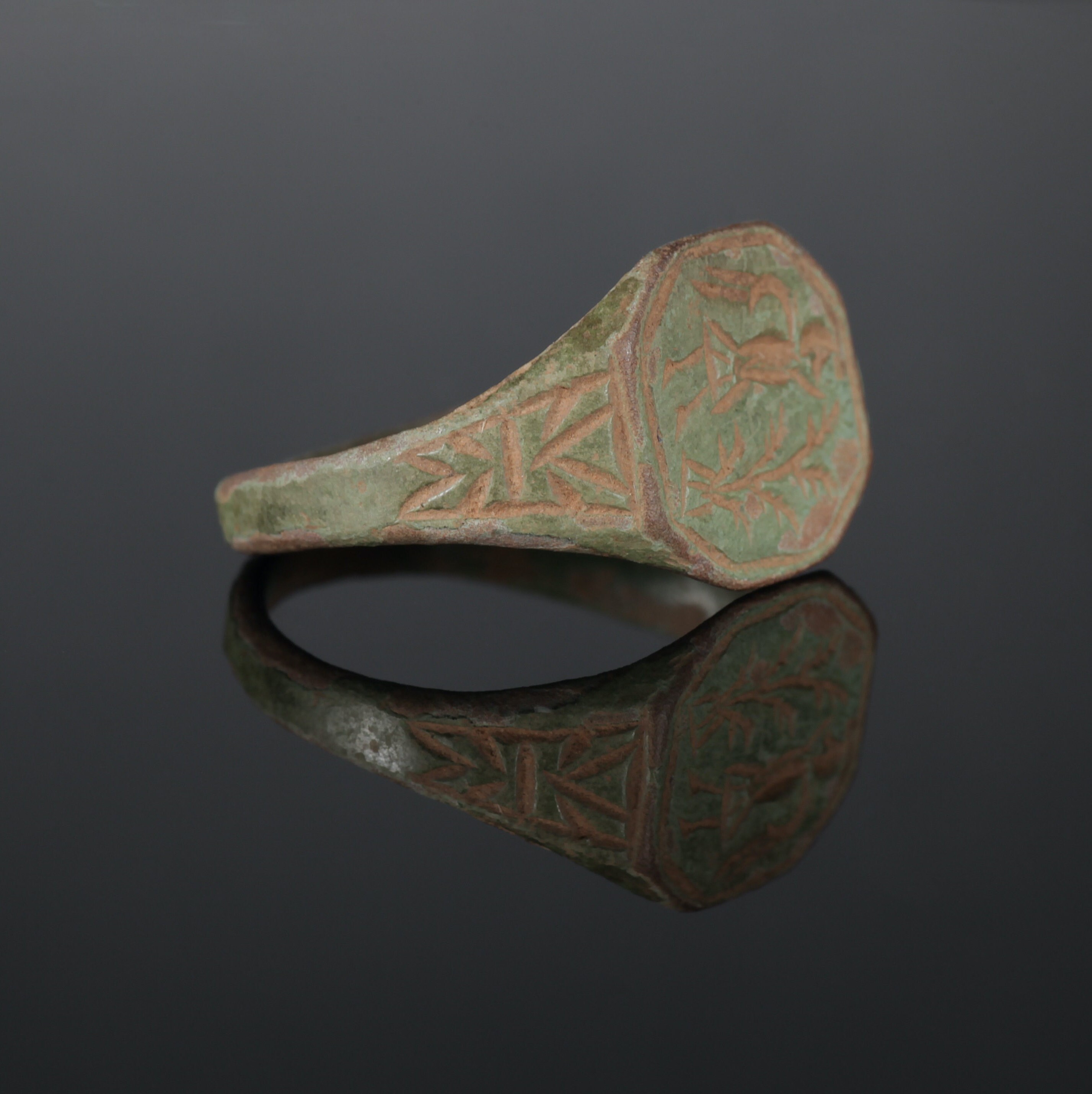 Warrior With A Sprout. Engraved Original Ancient Ring. Medieval Man ...