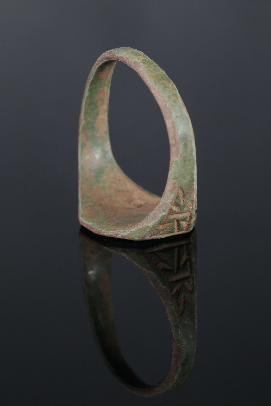 Warrior With A Sprout. Engraved Original Ancient Ring. Medieval Man ...