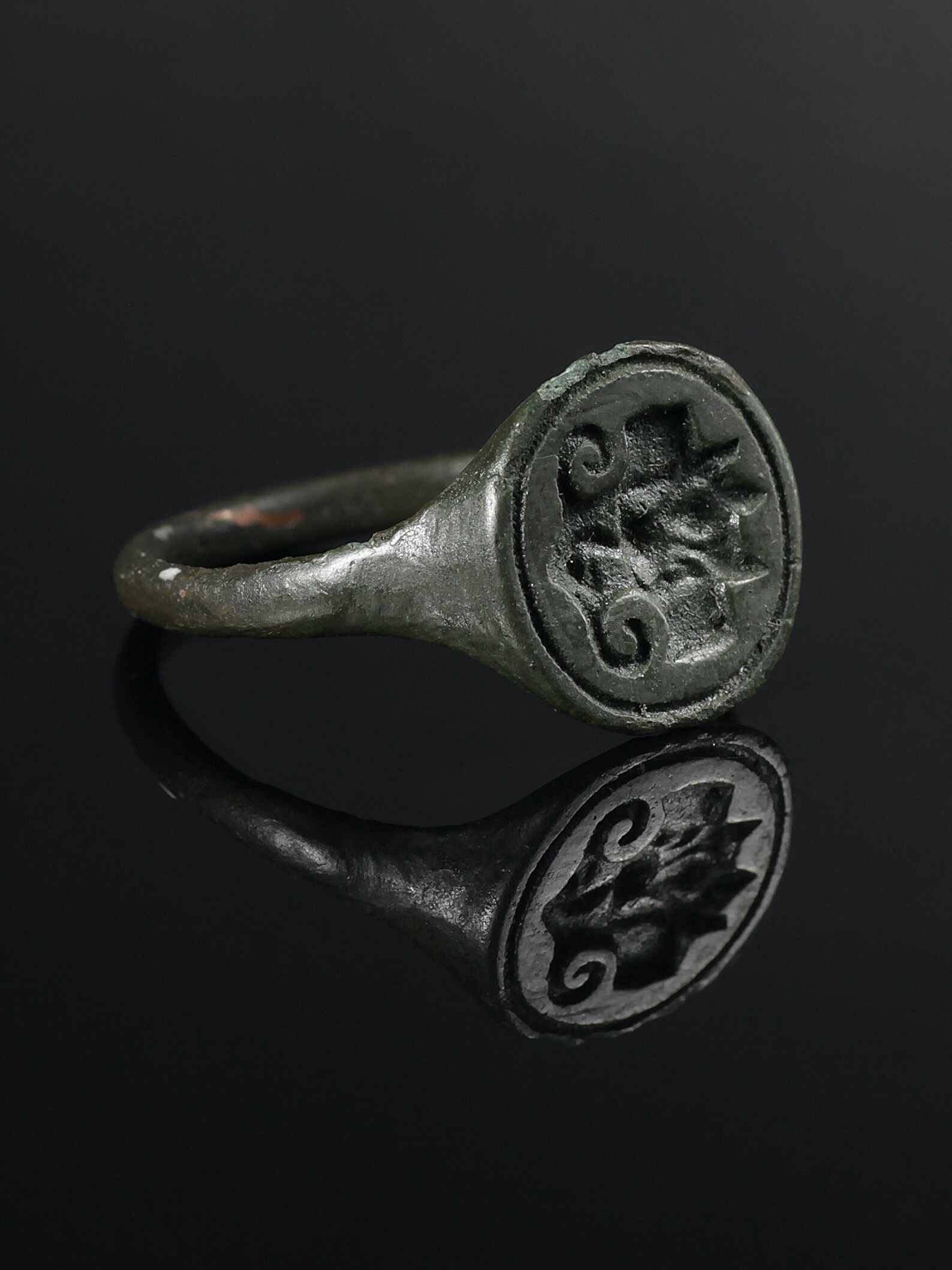 Antique Bronze Signet Ring, Medieval Engraved House Mark - Etsy