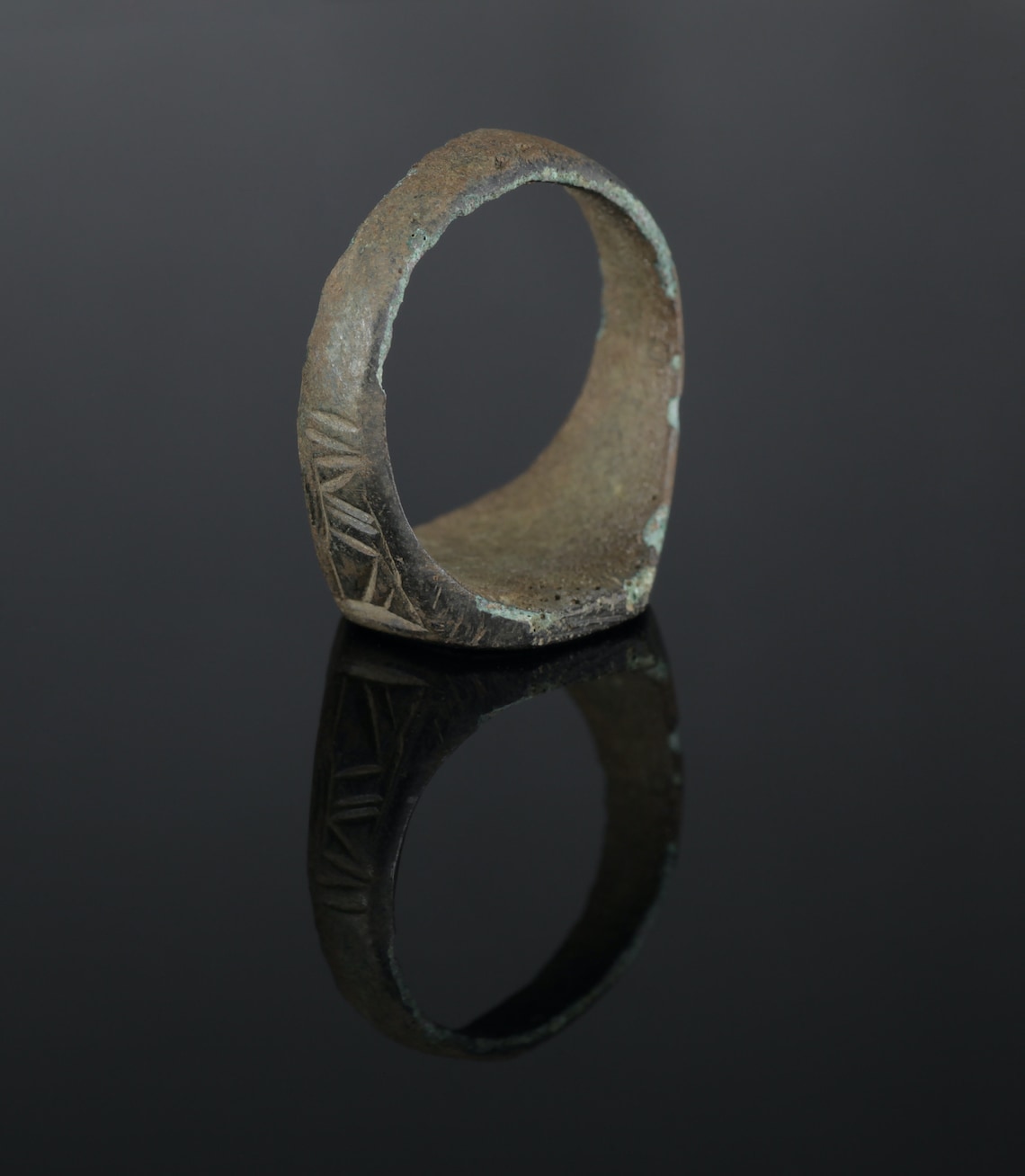 Engraved Original Ancient Ring. Warrior With A Sprout. Medieval Man Signet Ring. Authentic ...