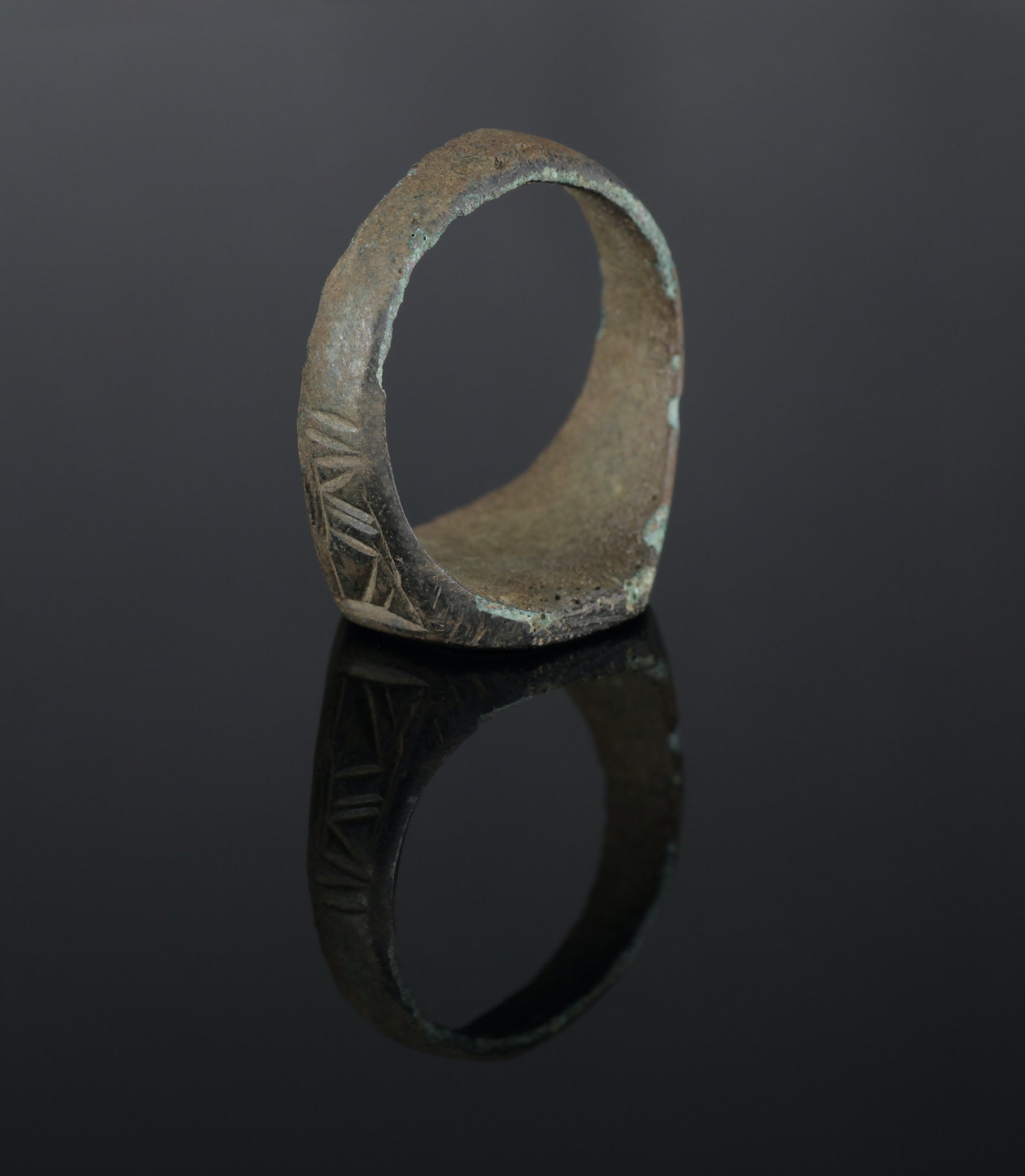 Engraved Original Ancient Ring. Warrior With A Sprout. Medieval Man ...