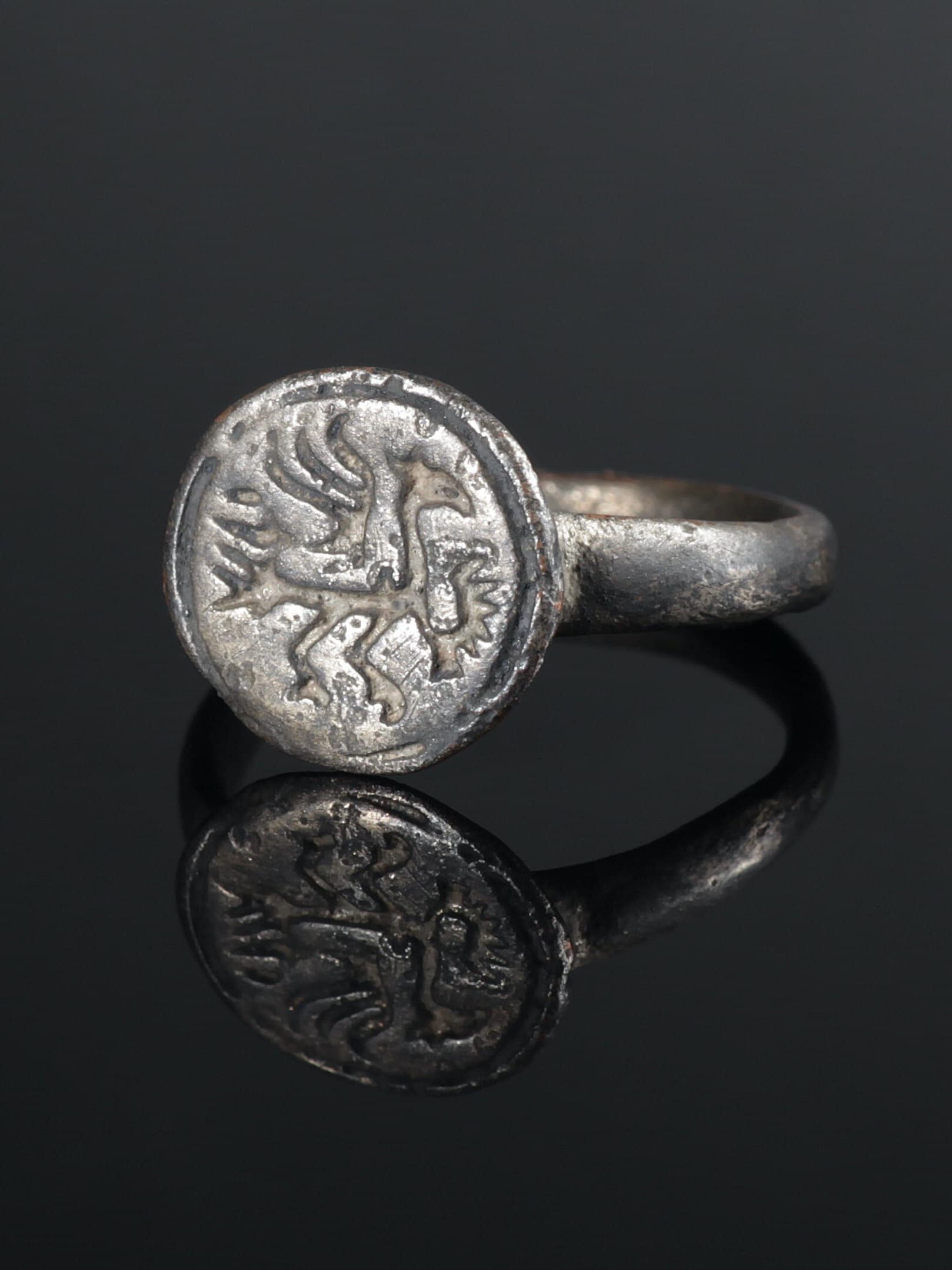 Warrior Bird Ring Medieval Engraved Ring Bird With Raised Wings Antique ...