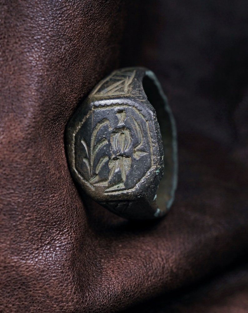 Engraved Original Ancient Ring. Warrior With A Sprout. Medieval Man ...
