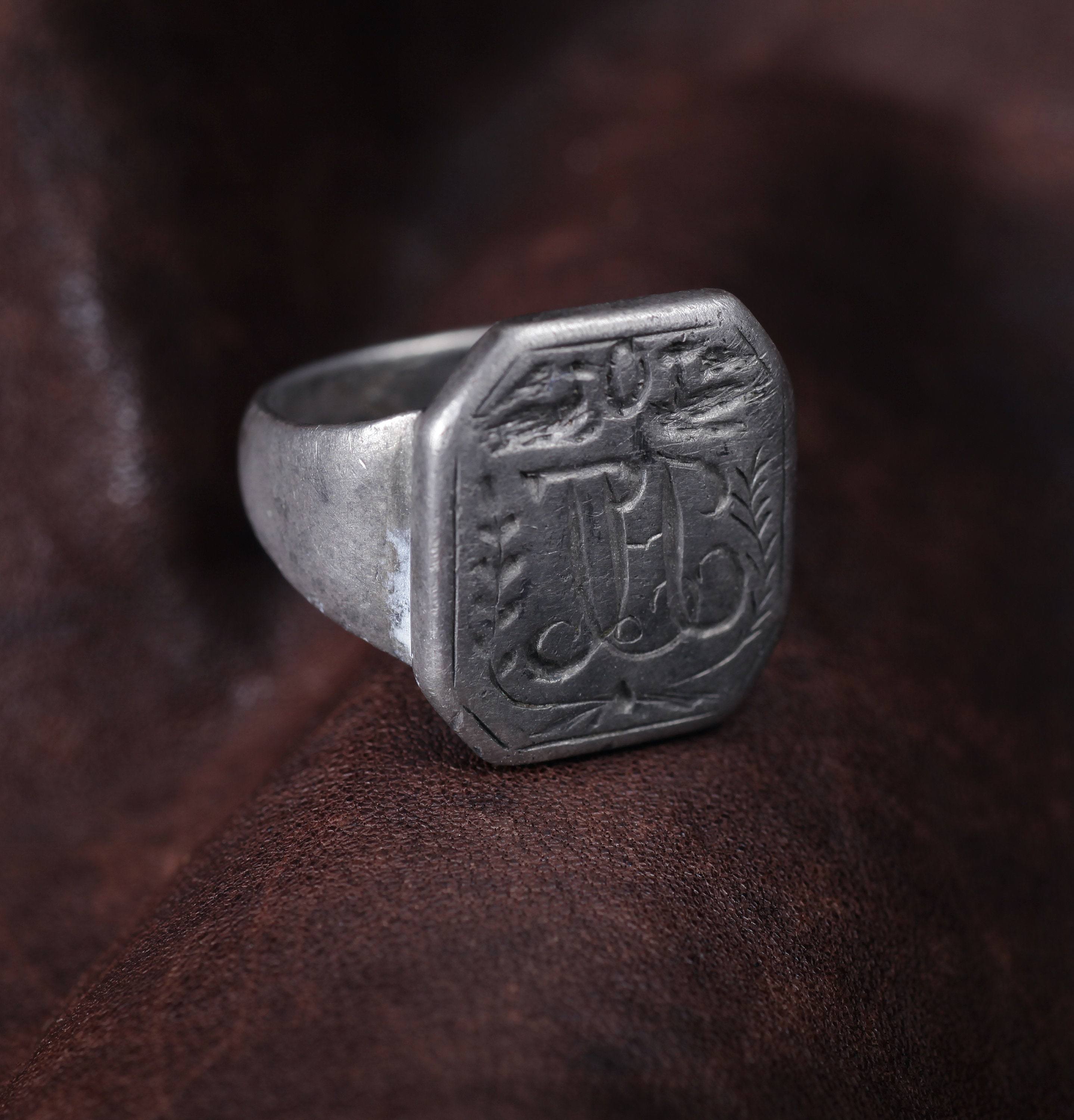Initial Signet Ring Medieval Silver Artifact Authentic Ancient Ring ...