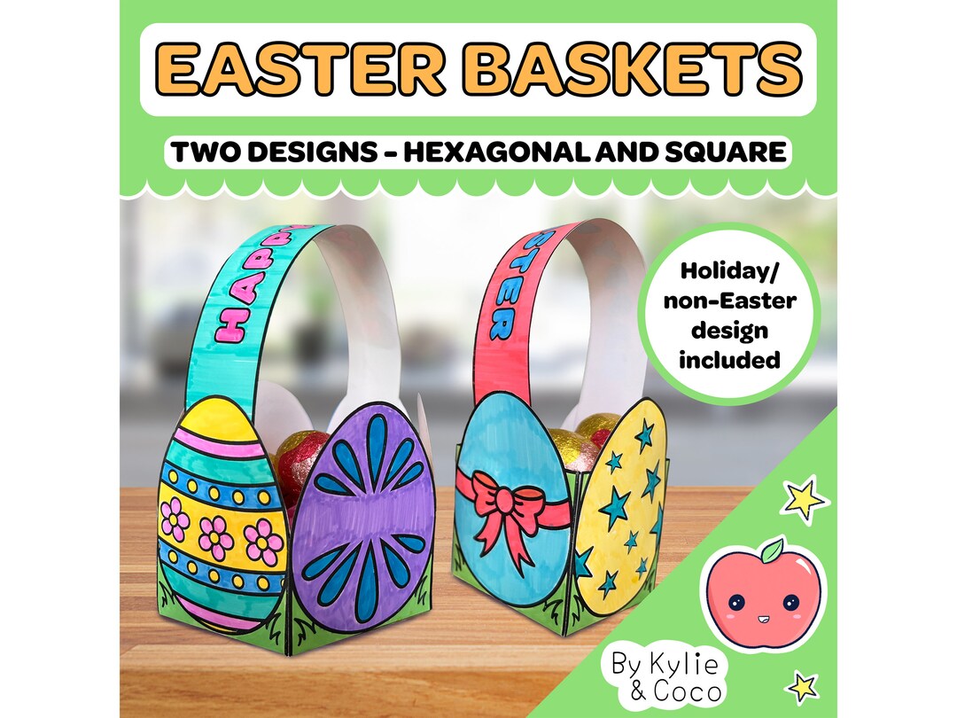 Easter Baskets Craft for Kids Print, Color and Make - Etsy