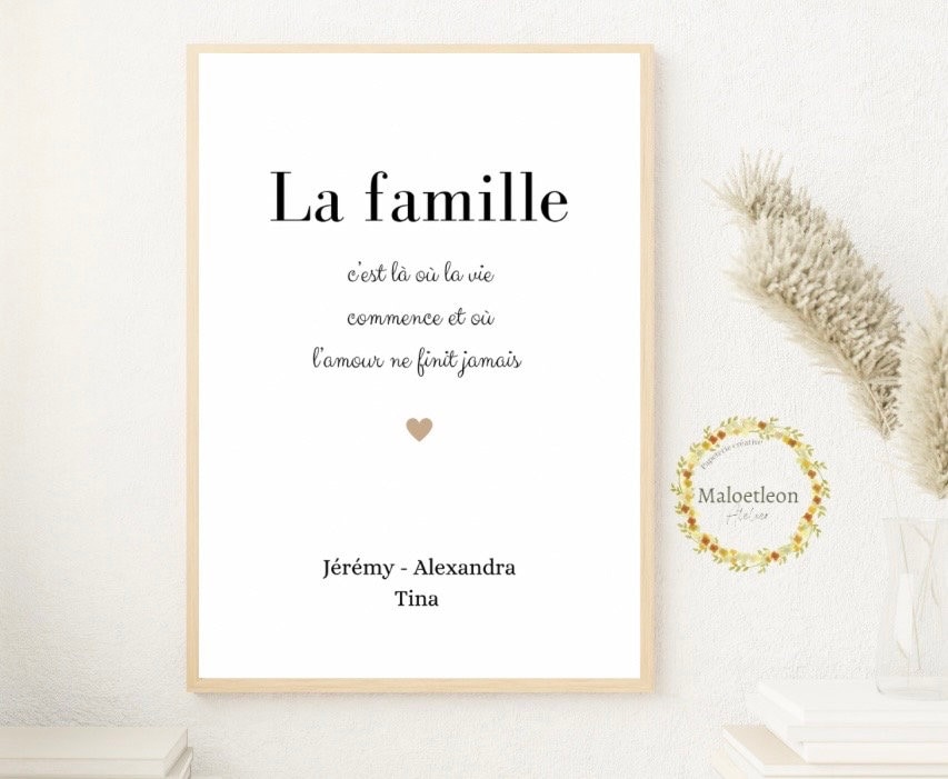 Affiche citation famille personnalisée - Etsy France