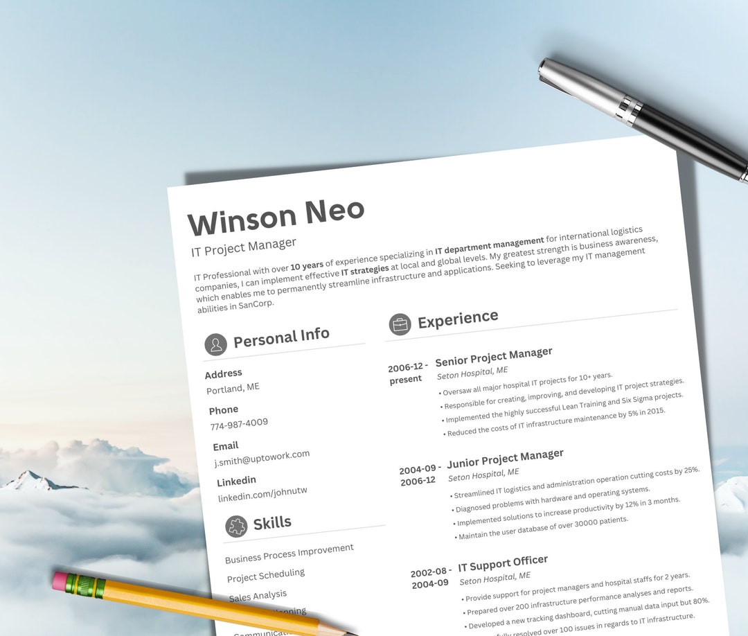 CV TEMPLATE Resume. Classic Resume Template. Minimalist - Etsy