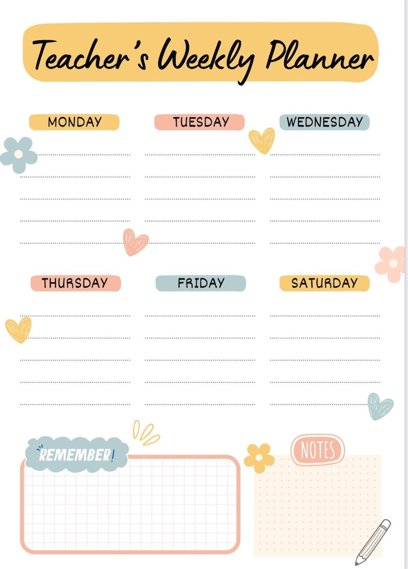Teacher Weekly Planner - Etsy