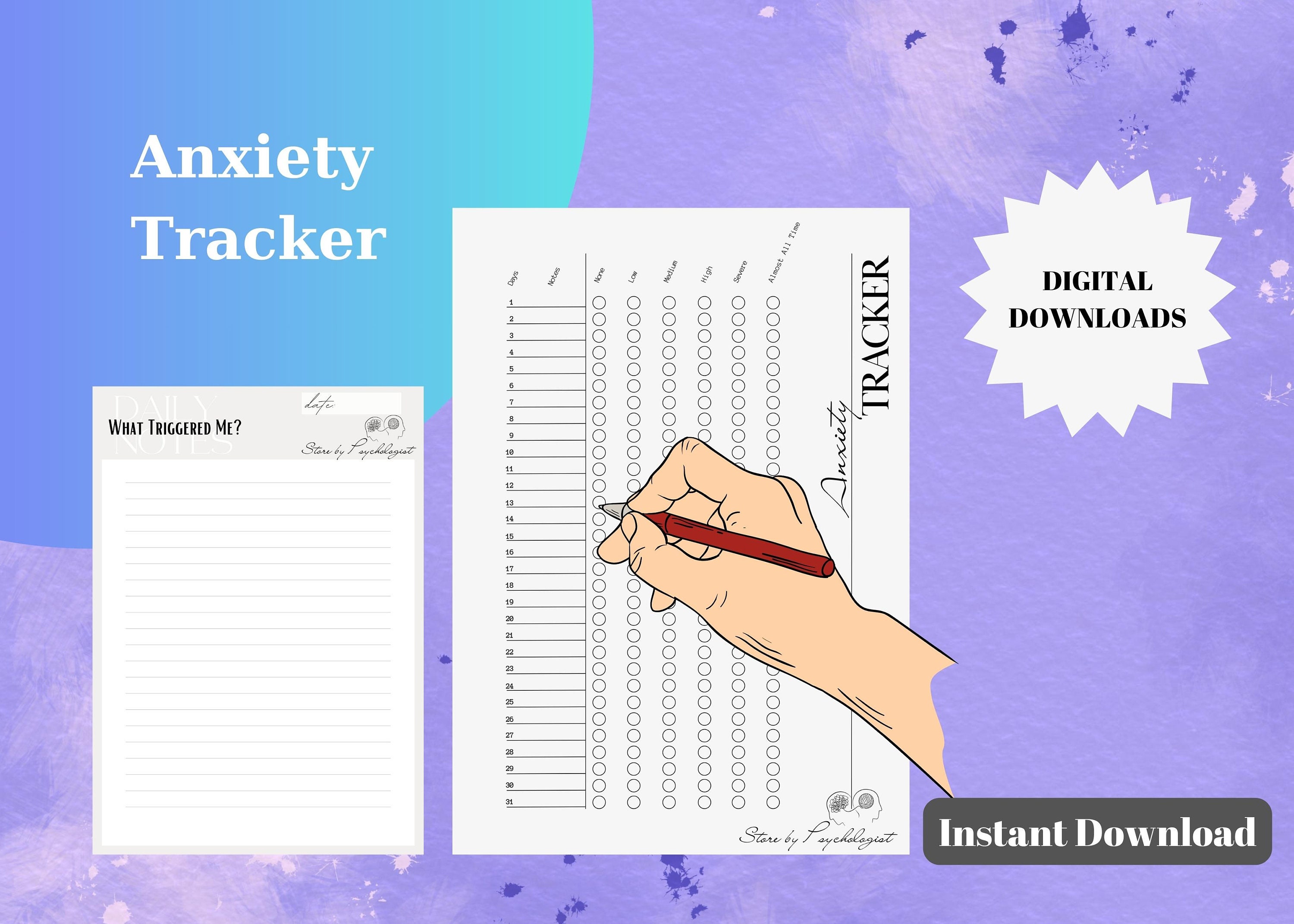 Printable Anxiety Tracker Stress Tracker Panic Attack - Etsy