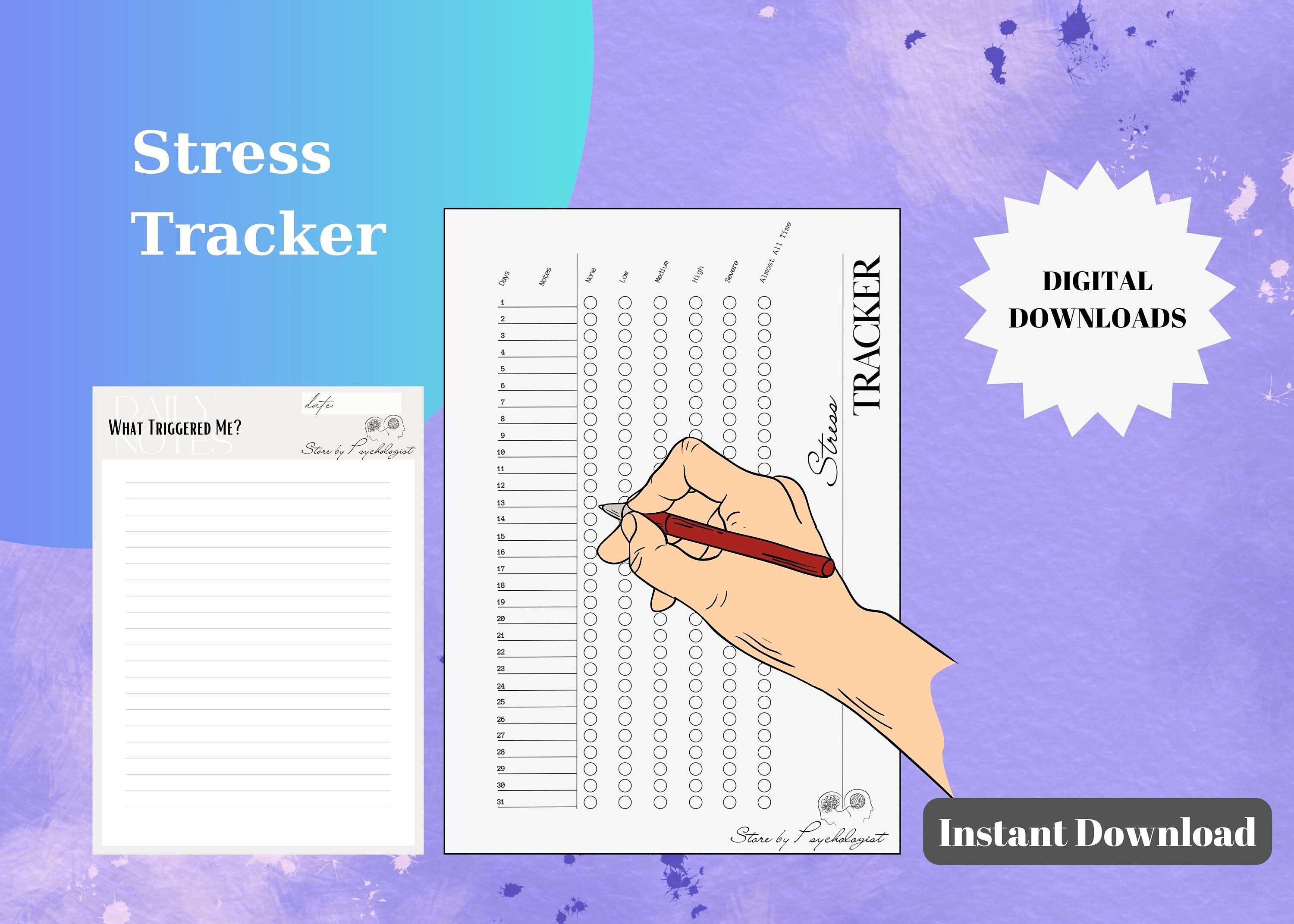 Printable Anxiety Tracker Stress Tracker Panic Attack - Etsy