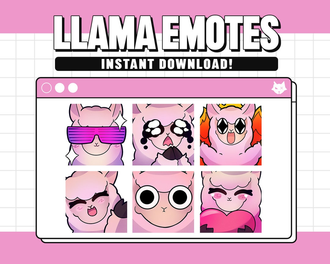 Cute Llama Emote Pack - Chibi Llama - Kawaii | Ready to Use | Gaming ...