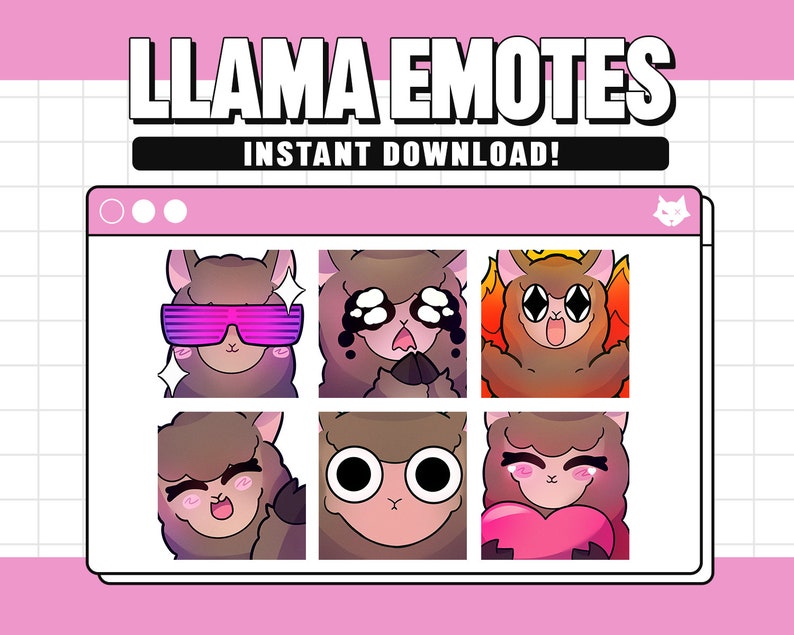 Cute Llama Emote Pack - Chibi Llama - Kawaii | Ready to Use | Gaming ...
