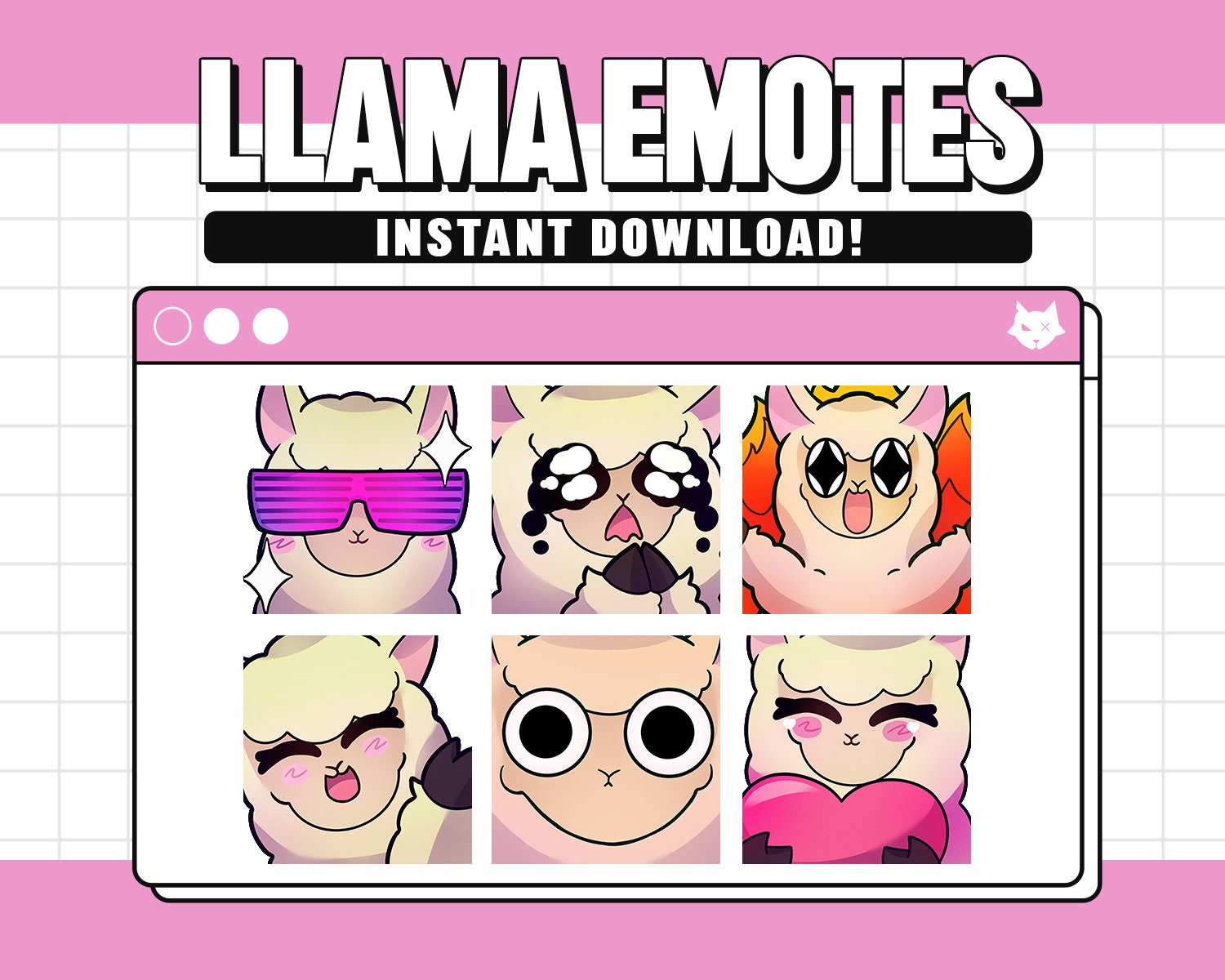 Cute Llama Emote Pack Chibi Llama Kawaii Ready to Use Gaming Discord ...