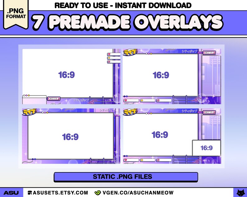 Animated City Pop Stream Overlays Package | Twitch Overlay, Alert ...