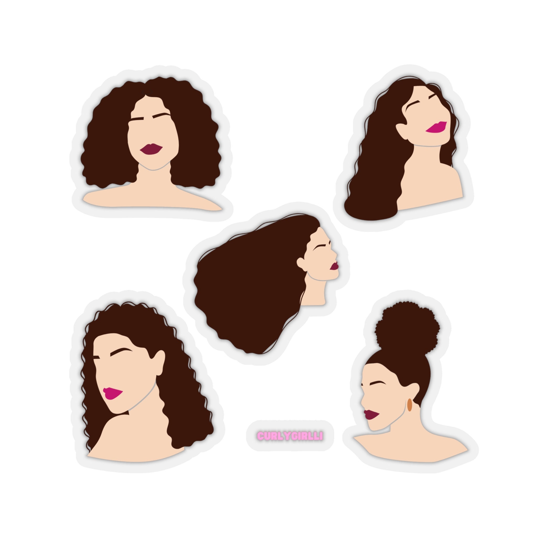 Perfect Curly Hair Self Care Stickers Sheet Empowering Women Curly Hair ...