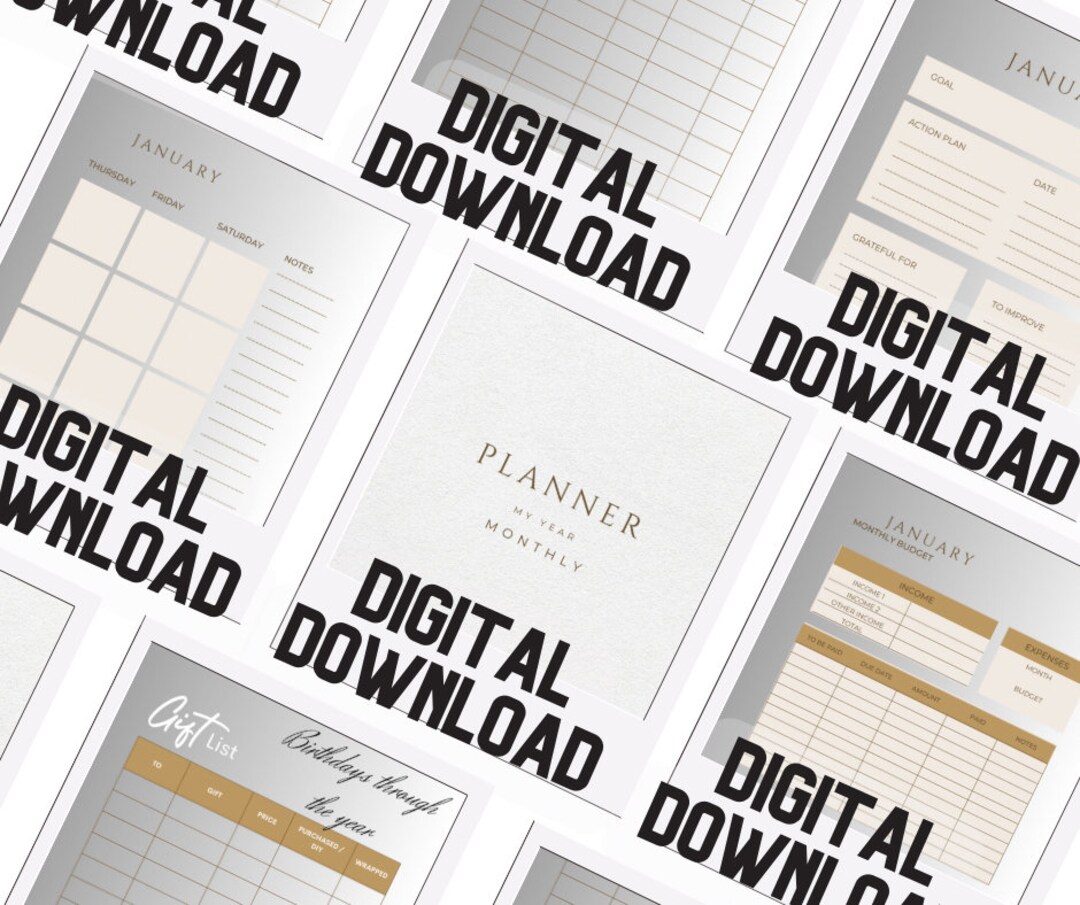 Simplistic Monthly Planner Digital Download, Printable, Neutrals, Basic ...