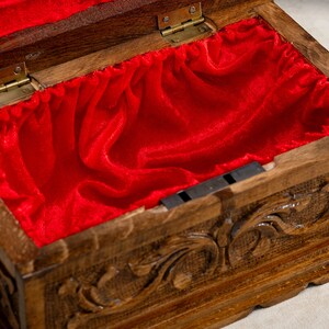 Hand Carved Flower Design Wooden Box With Secret Lock, Vintage Jewelry ...