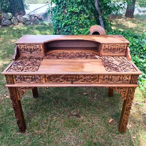 Solid Wood Writing Desk Vintage - Etsy