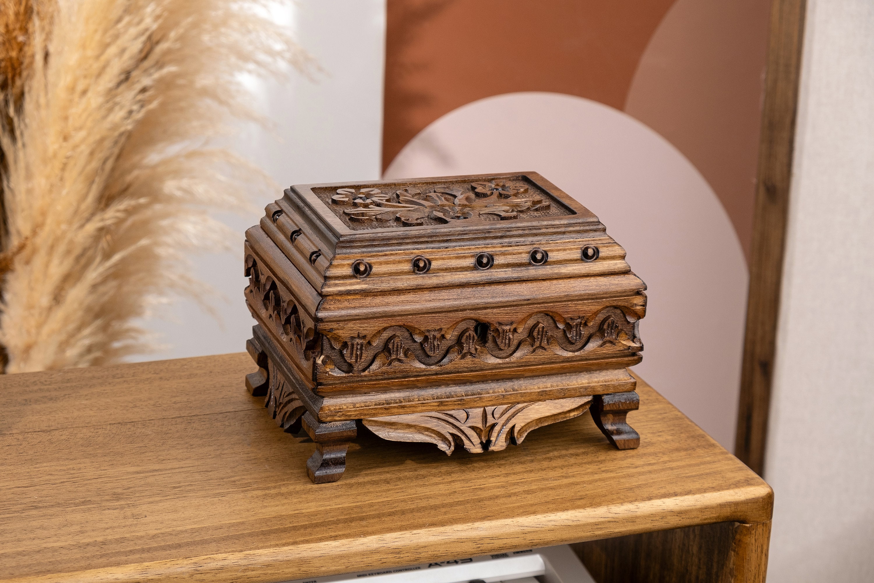 Handcrafted Walnut Wooden Box With Lock, Red Velvet Lining - Etsy