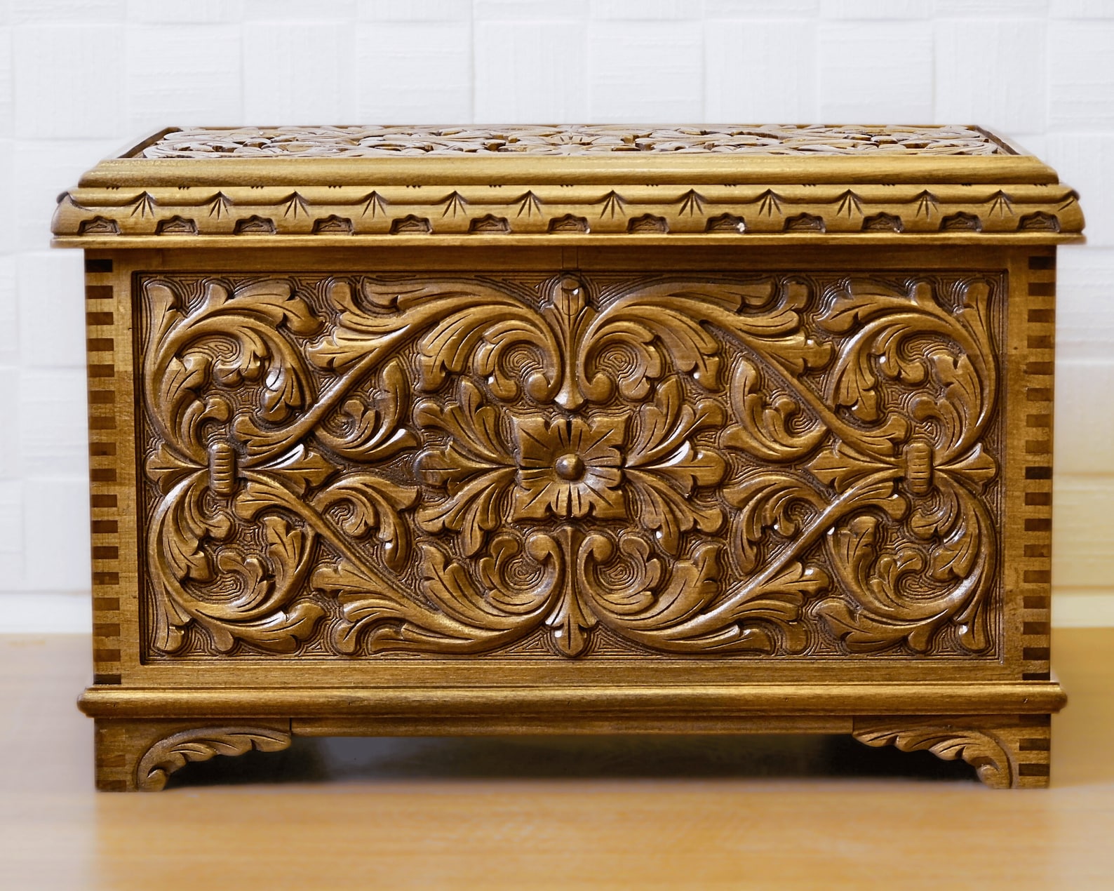 Hand Carved Walnut Wood Trunk – Secret Lock, Decorative Chest - Etsy