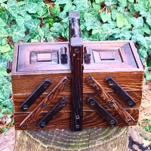 Wooden Tool Box, Fold Out Tool Container, Vintage Tool Chest, Storage ...